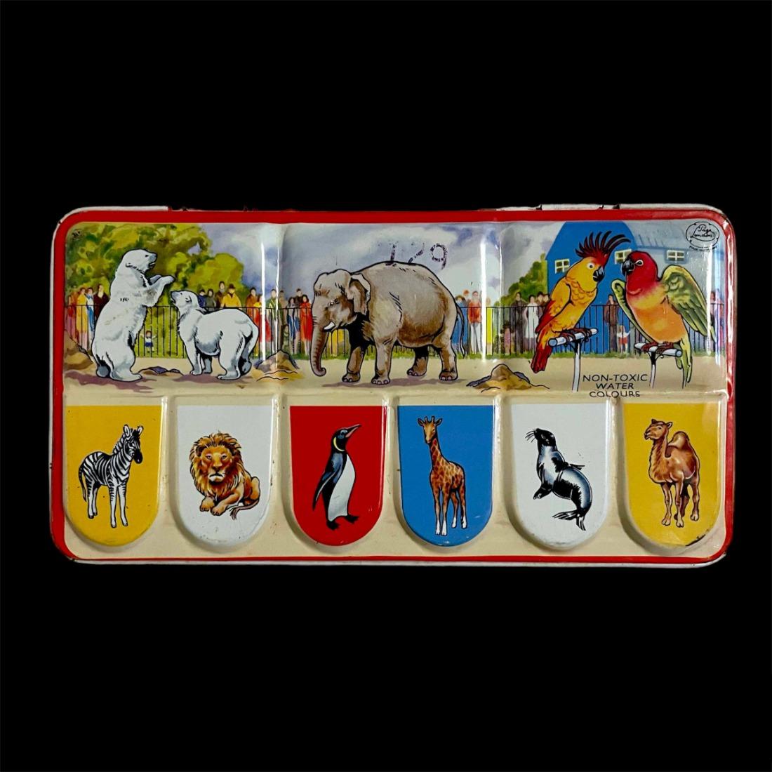 Page London Water Paint Tin Litho Zoo Animals