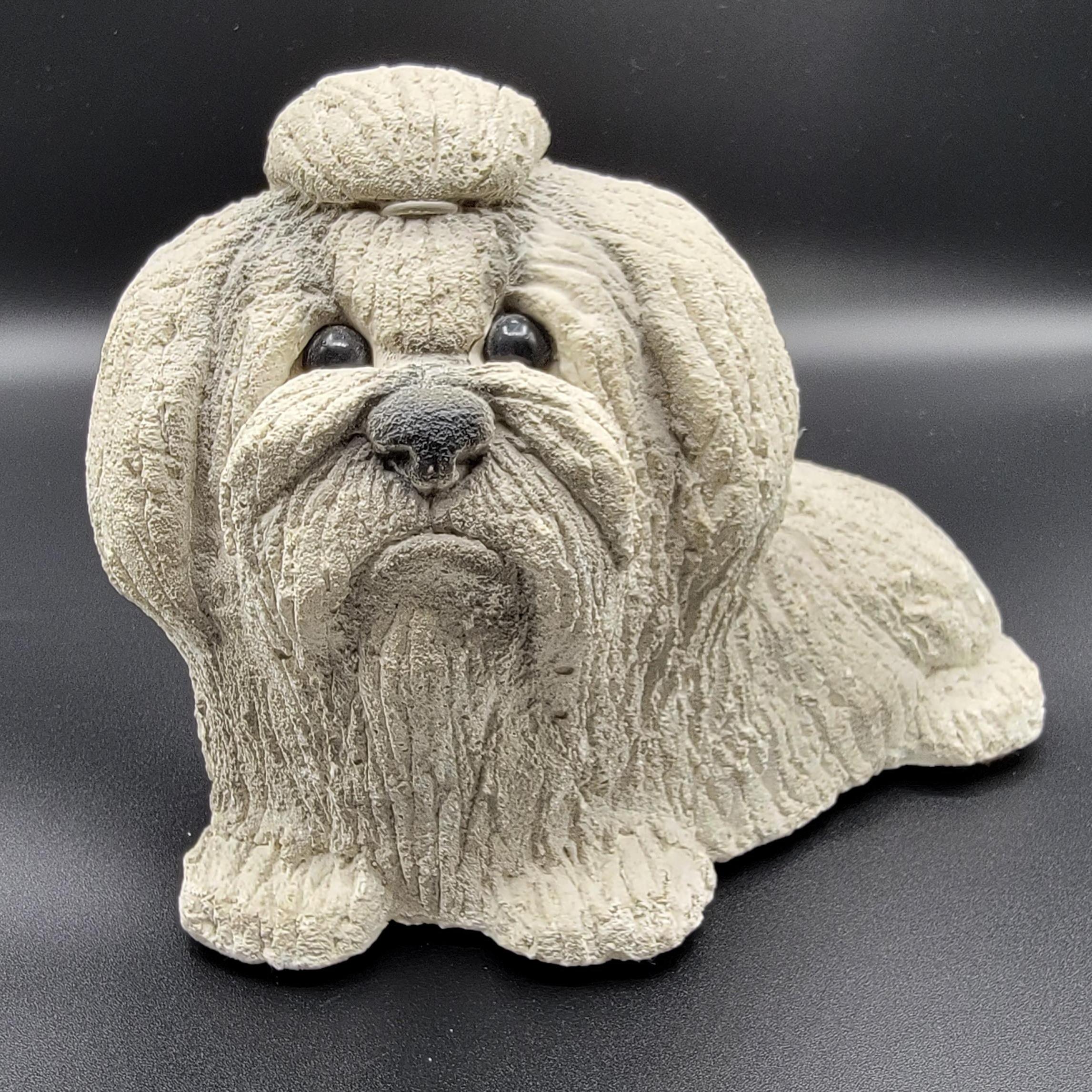 Vintage 1978 Shih Tzu Concrete Statue By Designer Collections
