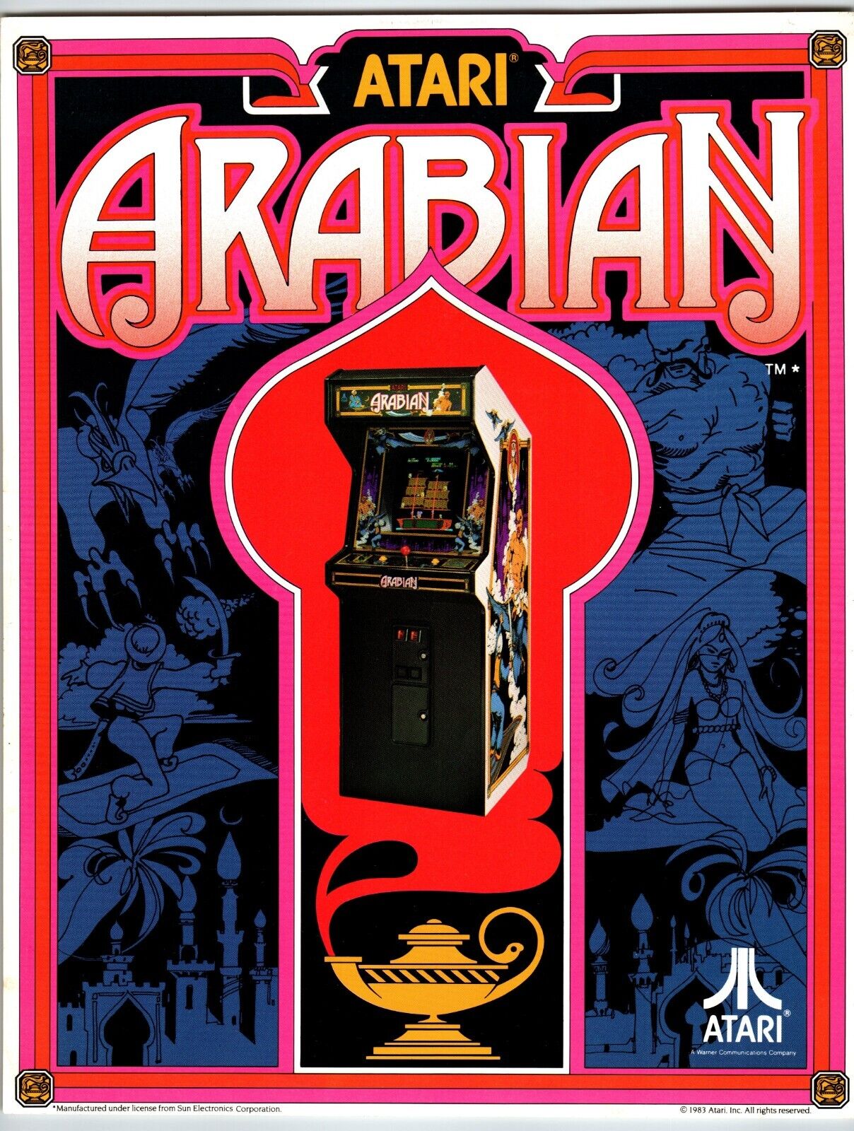 Arabian Arcade Game FLYER Original 1983 Retro Video Game Magic Lamp ...