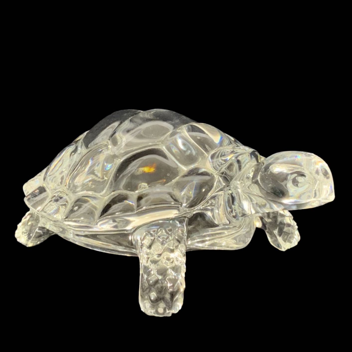 Vintage Crystal Clear Glass Turtle Shaped Collectible Glass Heavy Glass ...