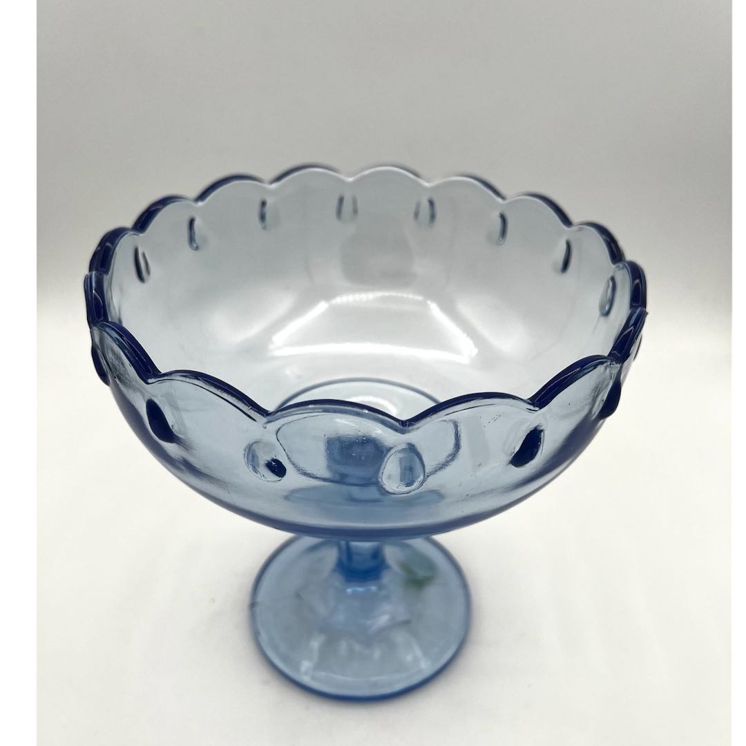 Indiana Glass Tear Drop Blue Pedestal Compote Bowl