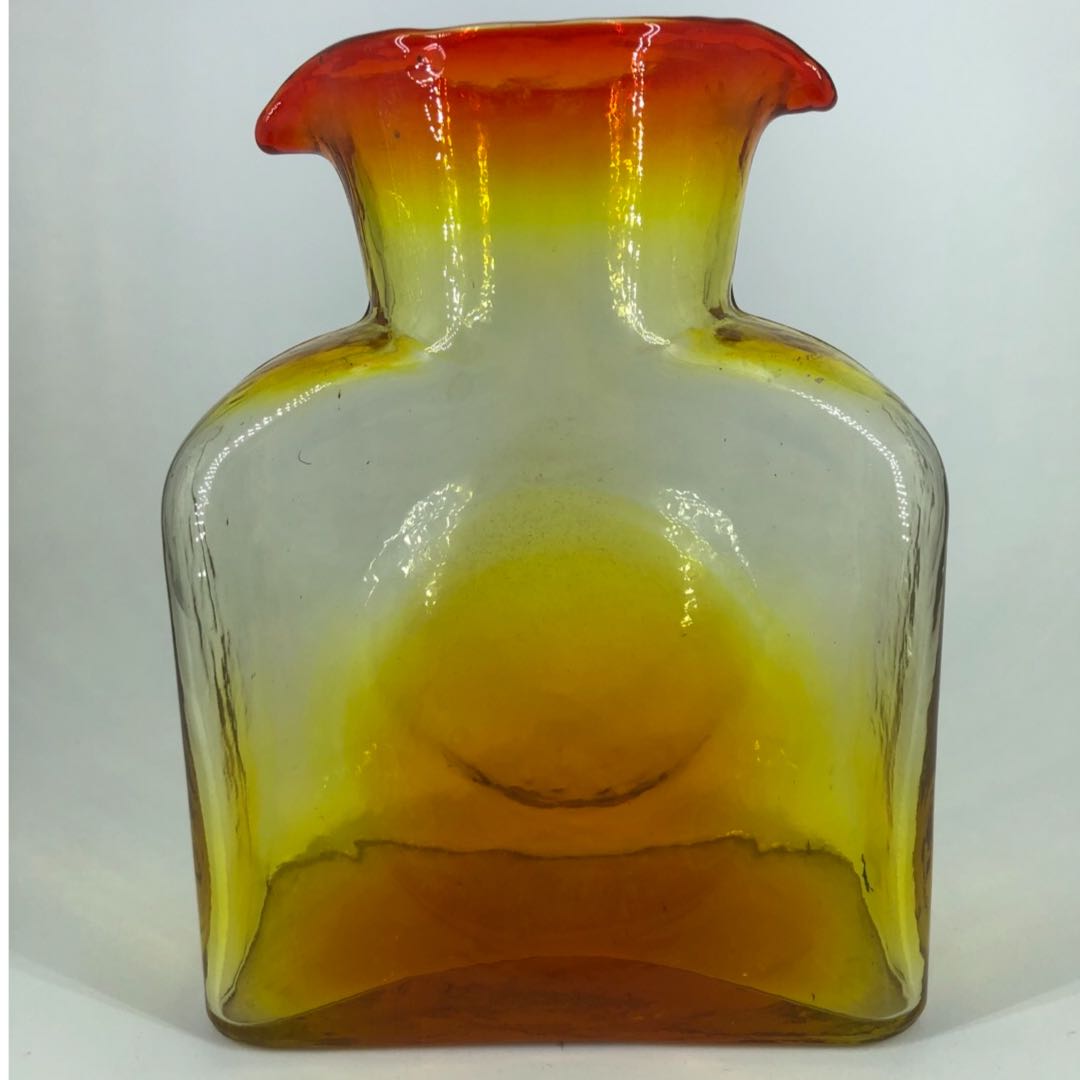 Mid-Century Modern Blenko Glass Tangerine Water Jug Pitcher Glows