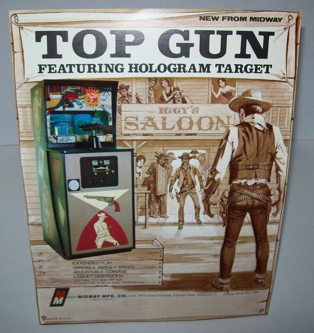 Top Gun Arcade FLYER Original Hologram Target Shooting Gallery Rifle ...