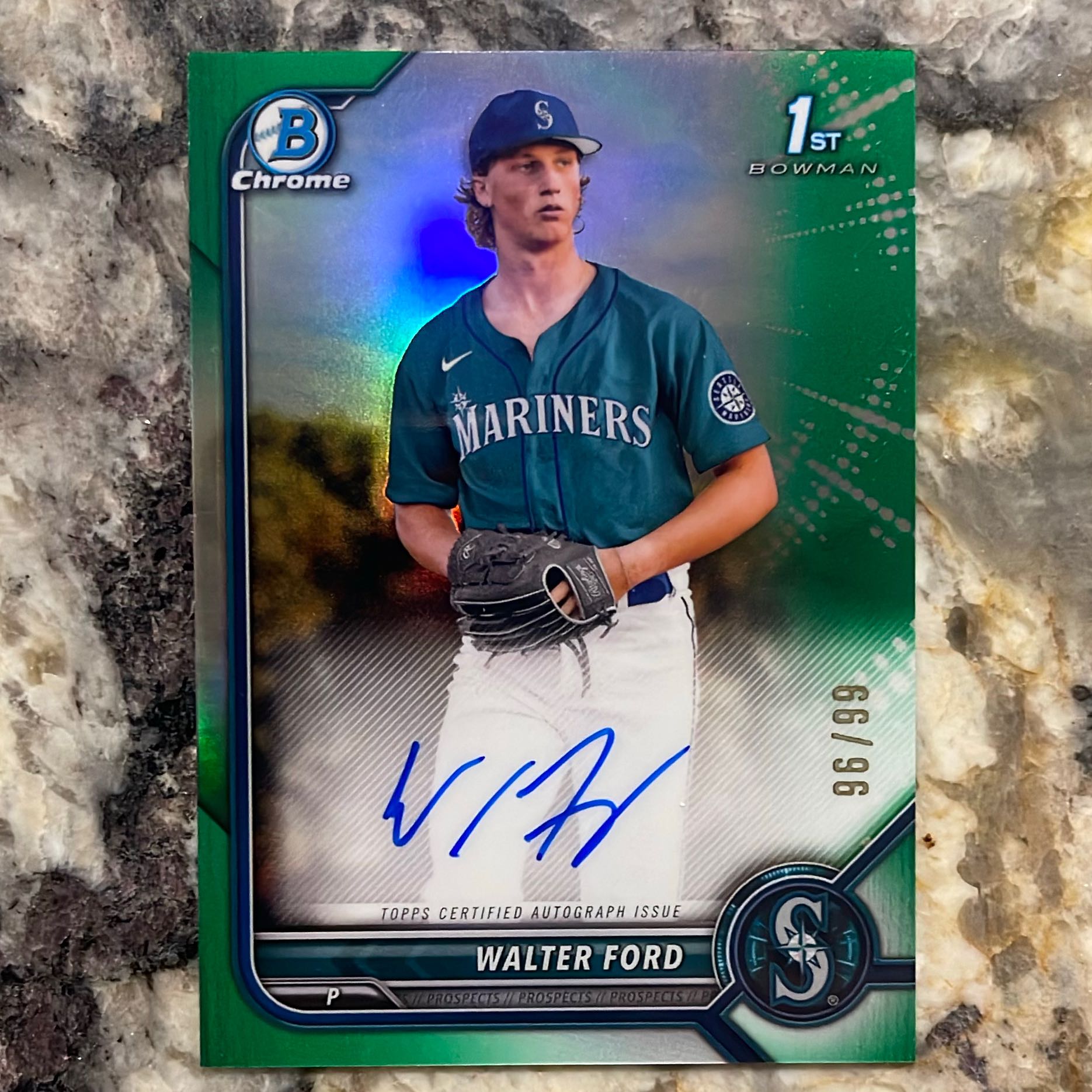 2022 Bowman Draft Walter Ford 1st Green Refractor Auto /99