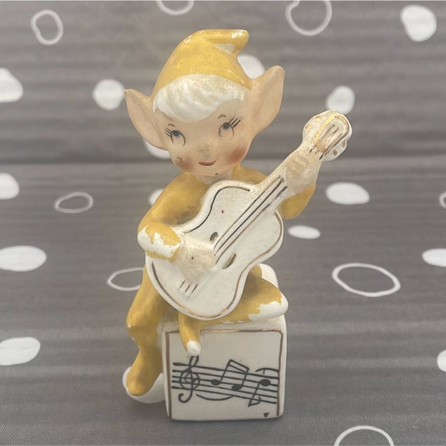 Napco Yellow Pixie Elf Playing Guitar
