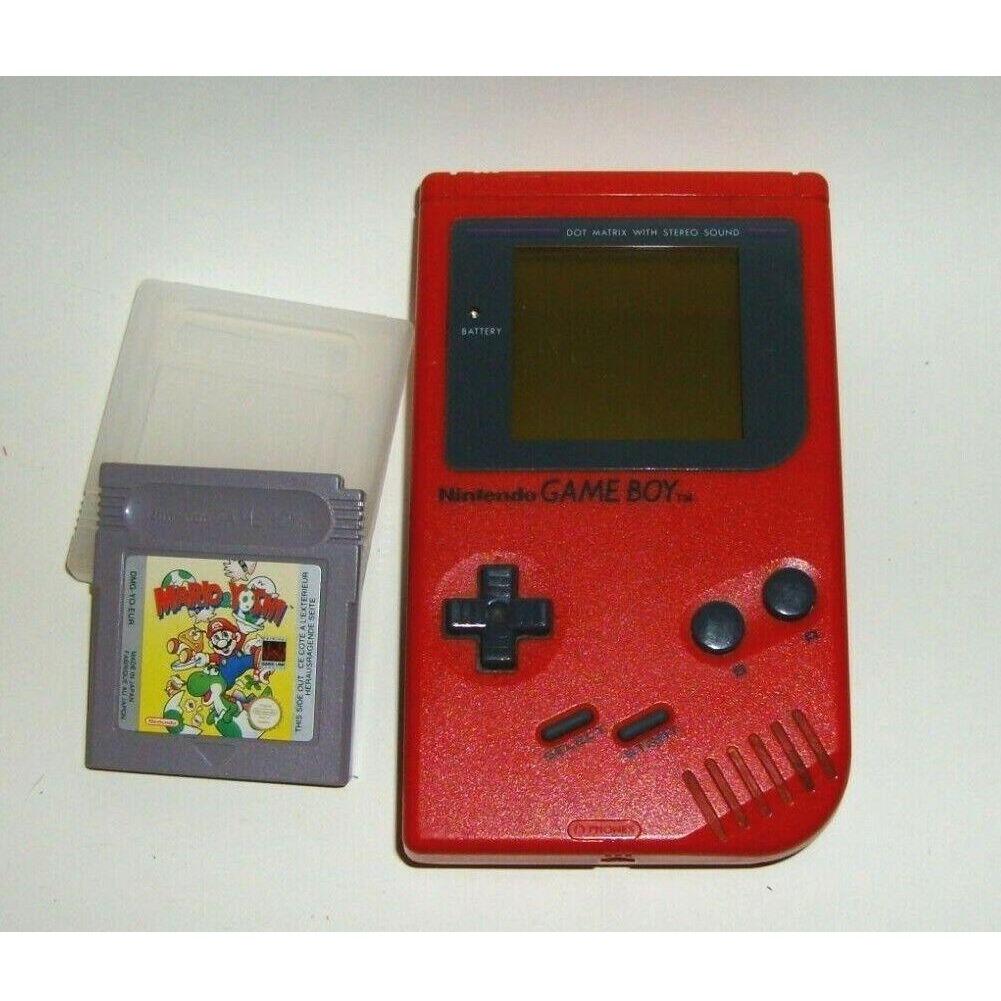 GameBoy Console Classic 1989 DMG-01 RED! Works! + Mario & Yoshi Game!