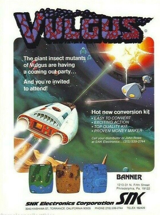 Vulgus Arcade FLYER Original 1984 SNK Game Artwork Sheet Space Age ...