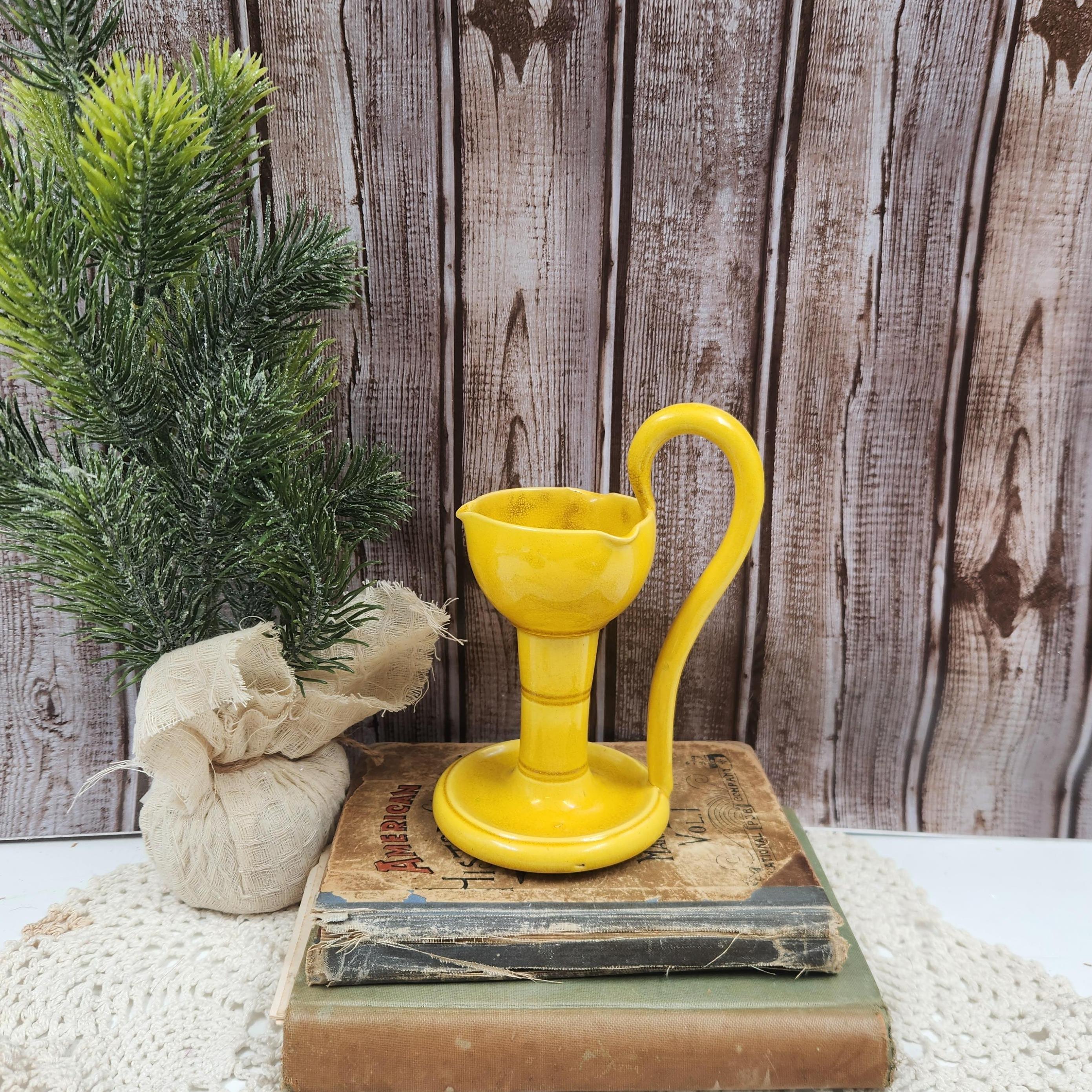 Vintage Yellow Chamberstick Candle Holder