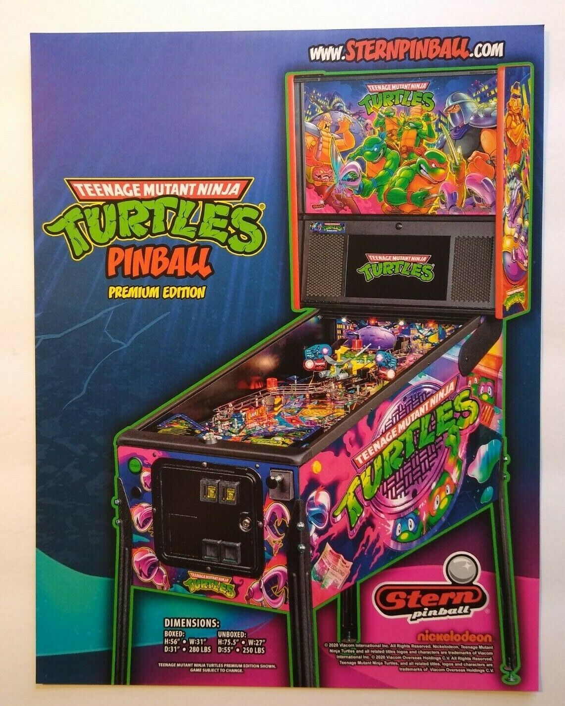 Teenage Mutant Ninja Turtles Premium Edition Pinball FLYER Art Game ...