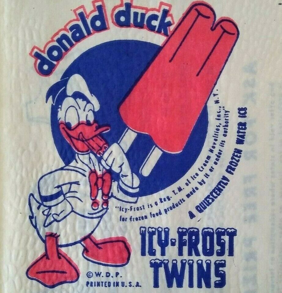 Donald Duck Icy Frost Twins Ice Cream Wrapper Original Vintage 1940's ...