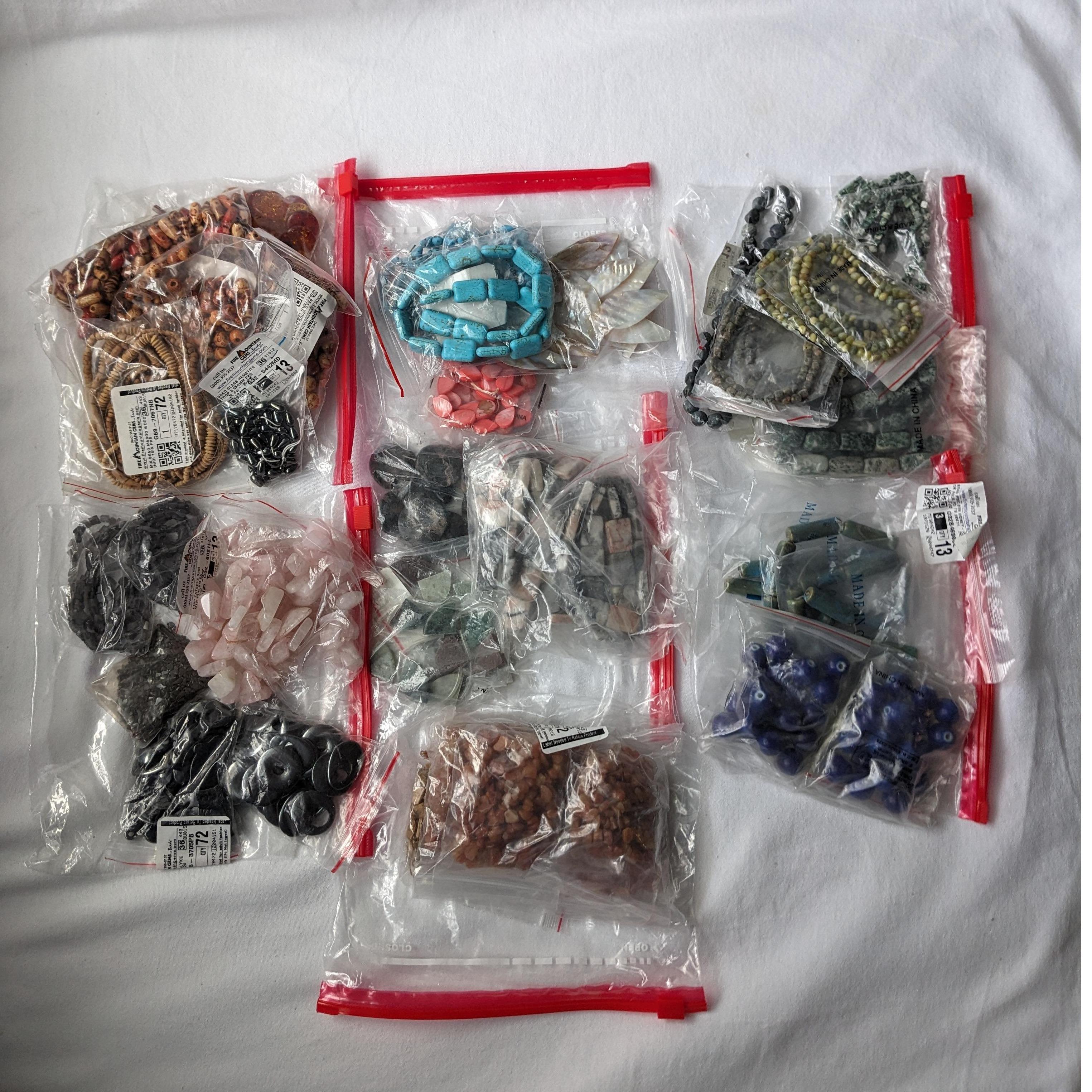 Lot 5+ Lbs Fire Mountain Beads - Stone Pottery Shell & More