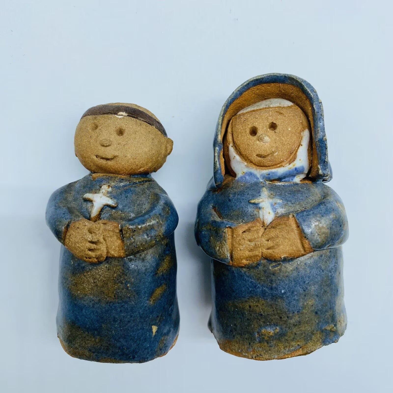 Hand Made Pottery by Marion Fralick Monk and Nun Figurines Canada