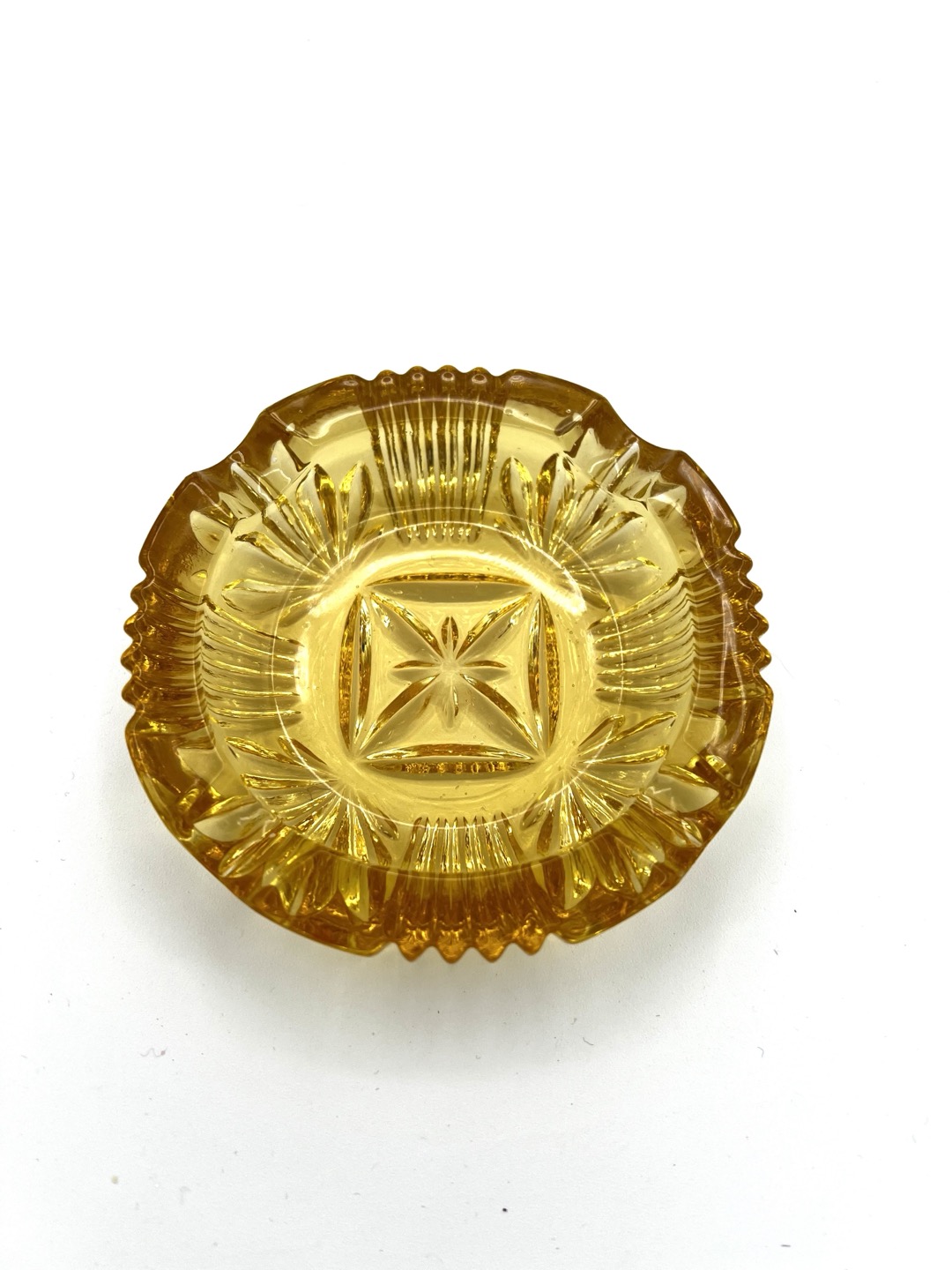 Vintage Federal Glass Yellow Georgetown Ashtray
