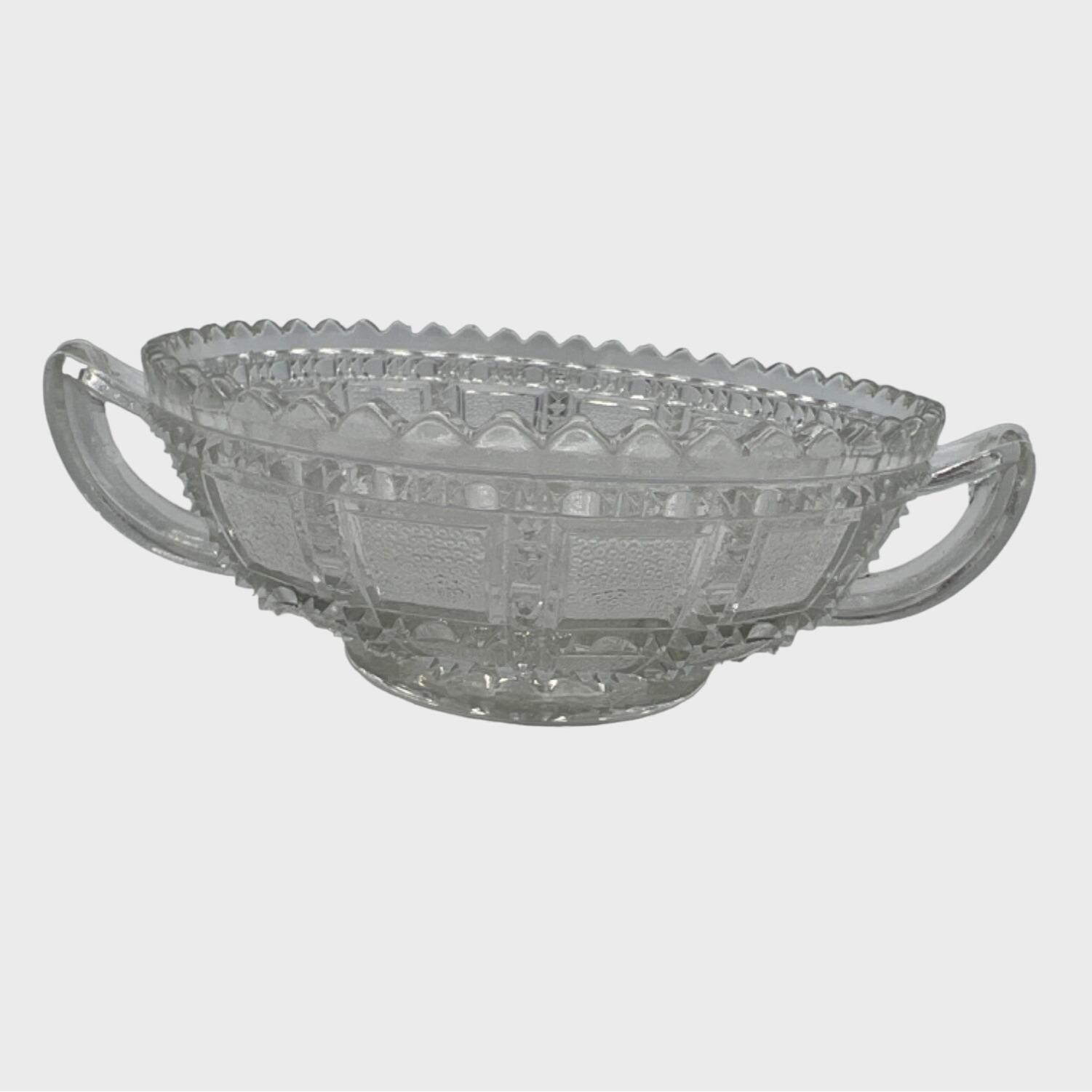 Imperial Glass Ohio Beaded Block Clear Open Jam / Jelly Bowl Depression ...