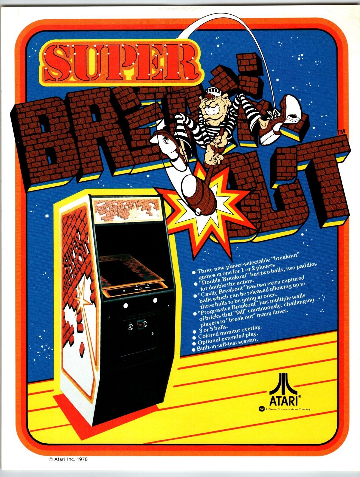 Super Breakout Arcade Flyer 1978 Original Retro Video Game Promo Art ...