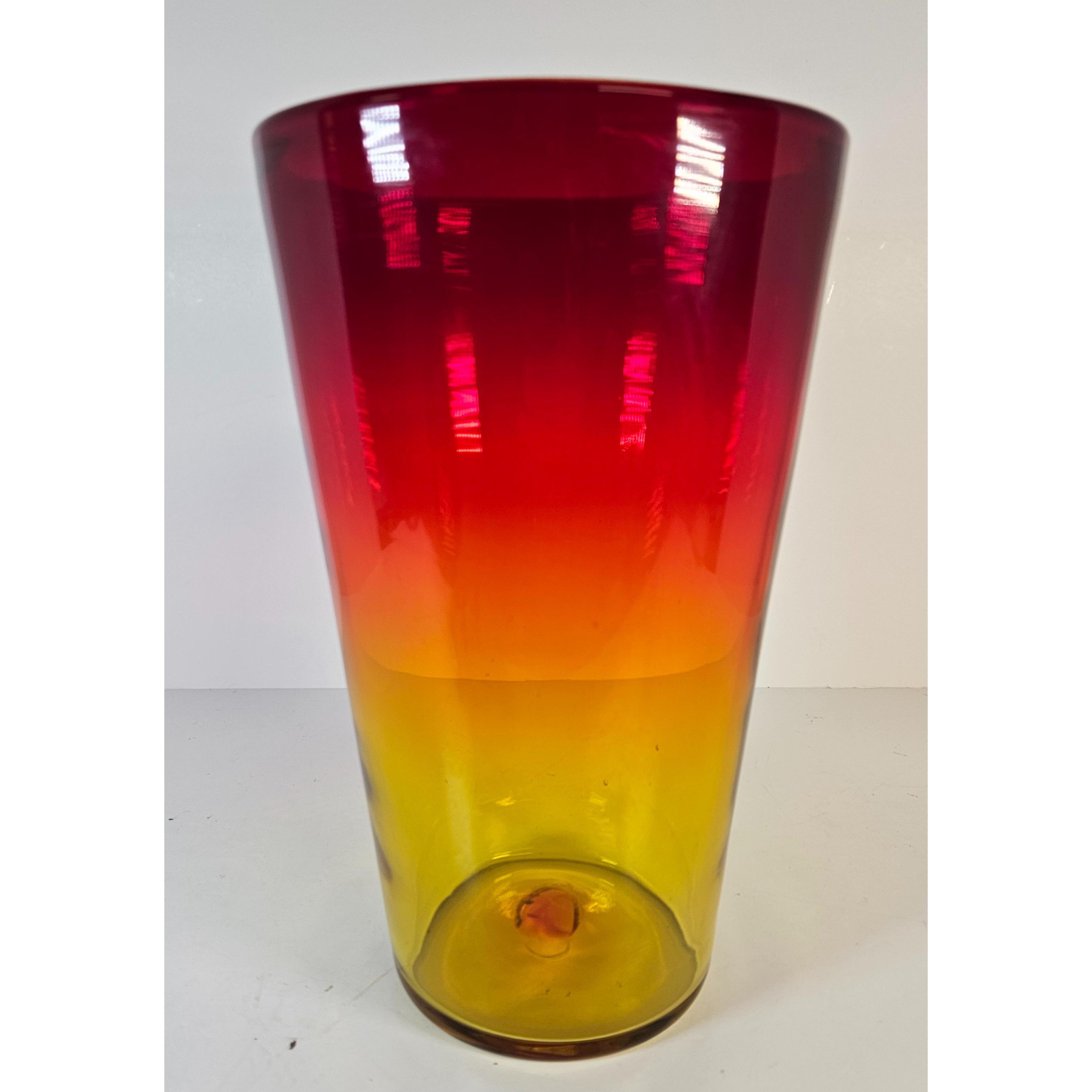 Vintage MCM Blenko Amberina Vase
