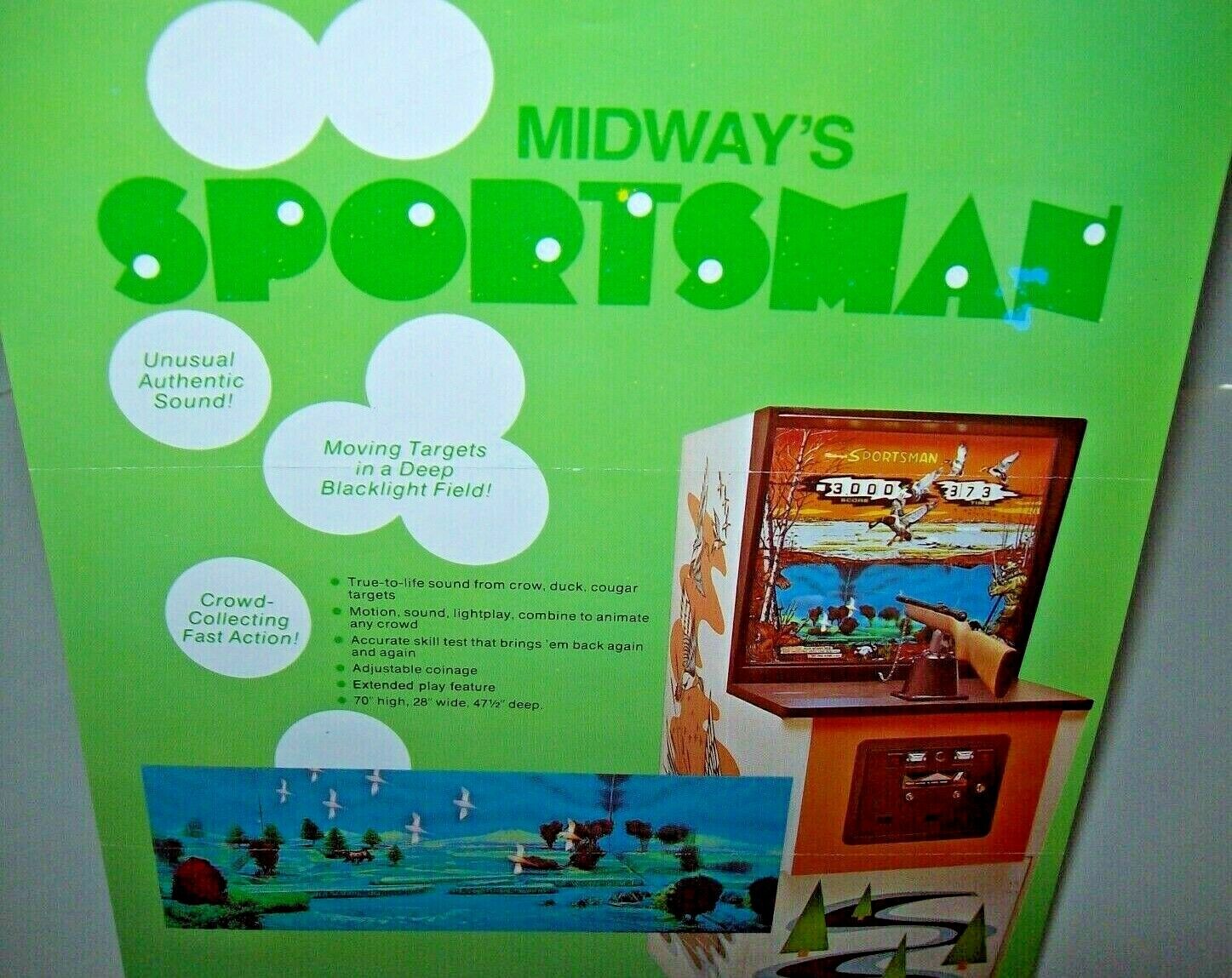Sportsman Arcade FLYER Original Midway Rifle Shooting Gallery Game ...