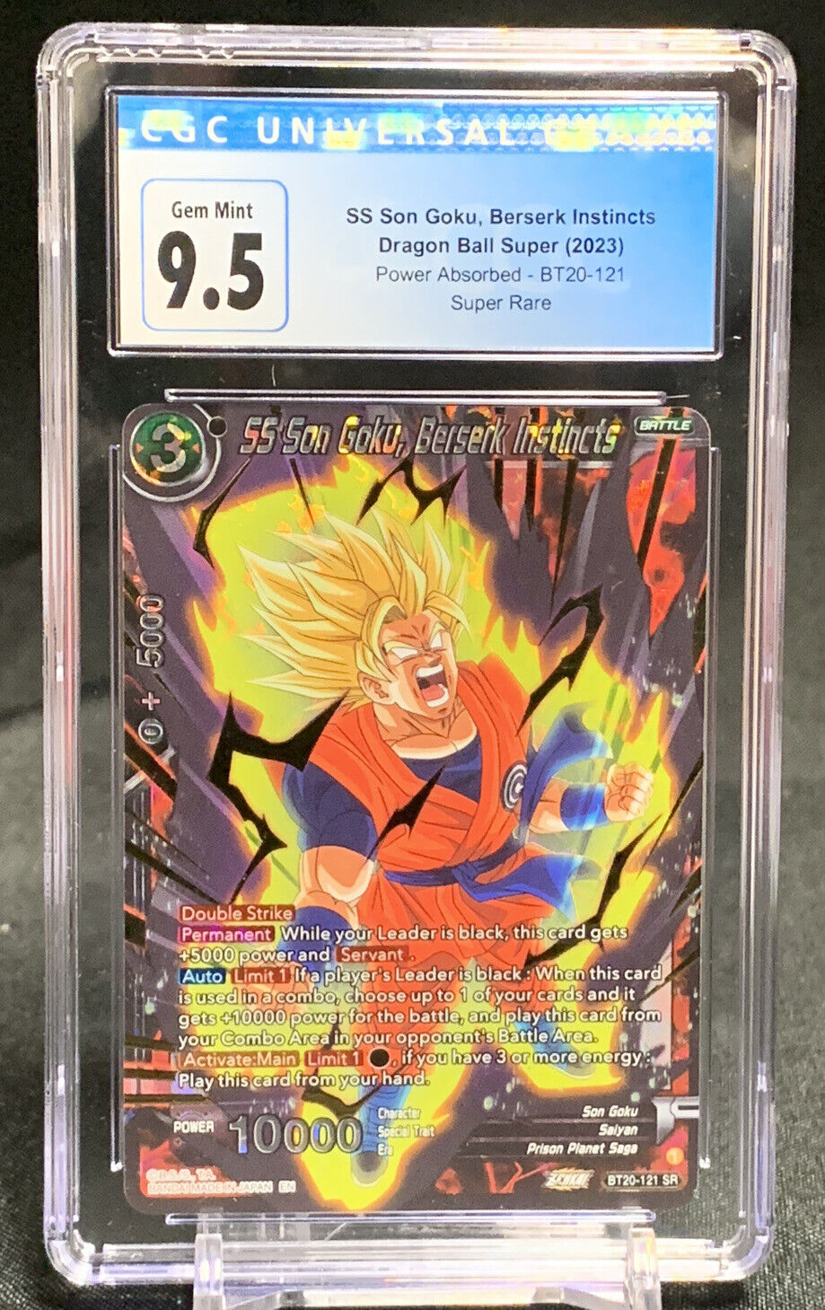 SS Son Goku, Berserk Instincts BT20-121 SR Foil Power Absorbed DBS CGC 9.5