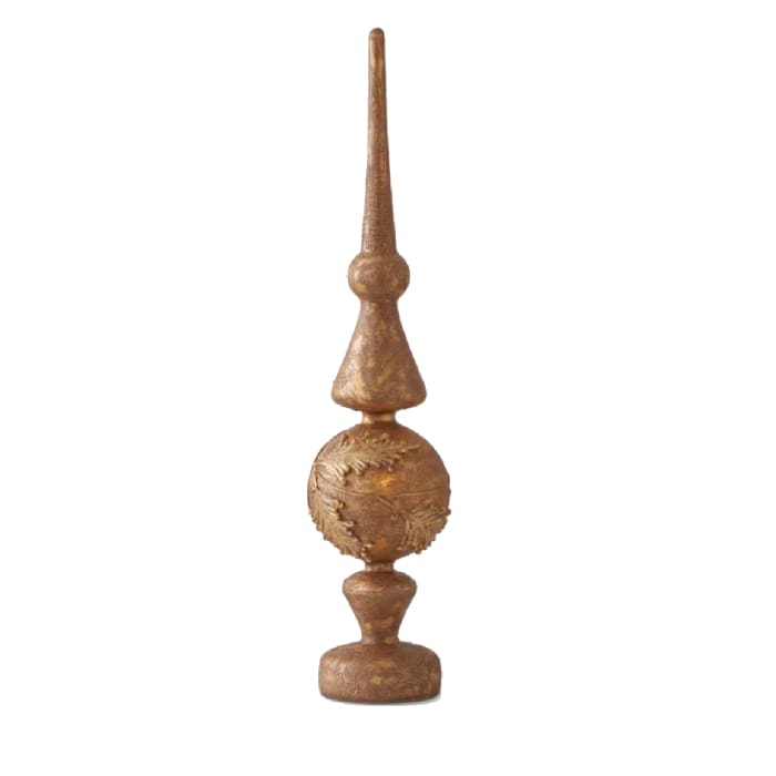 Antique Gold And Holly Glass Battery Operated LED Round Tabletop Finial