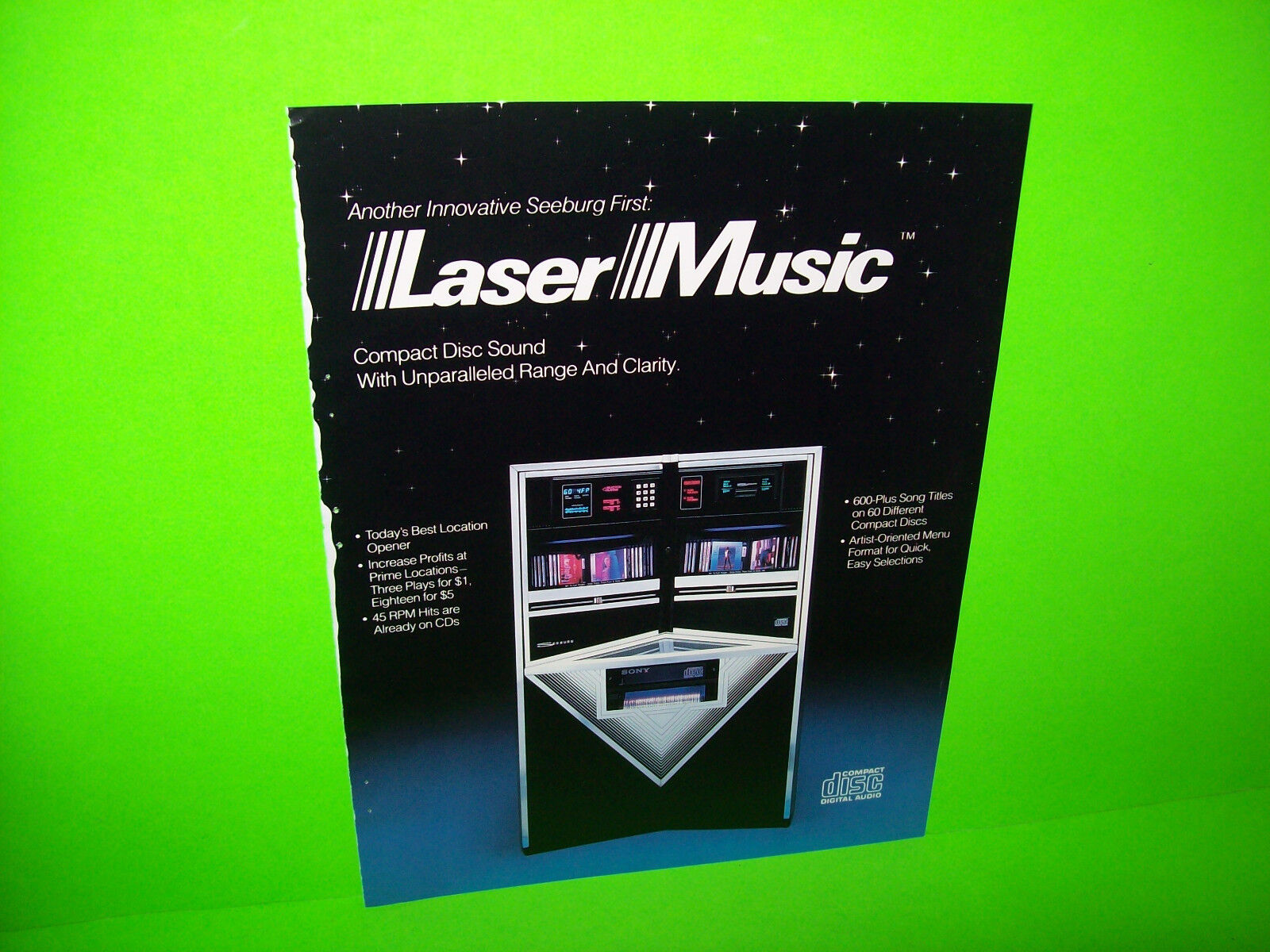 LASER MUSIC SEEBURG ORIGINAL VINTAGE JUKEBOX PHONOGRAPH PROMO SALES FLYER