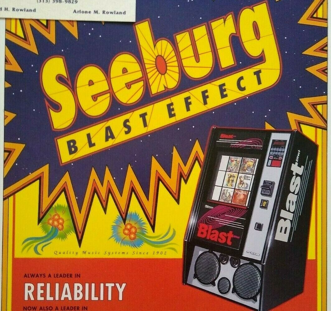 Seeburg Blast Effect Jukebox Flyer Original Phonograph Music Art Promo 1993