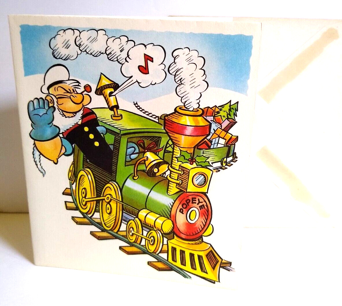 Popeye On Train Christmas Greeting Card Famous Comics Funnies 1951 King ...