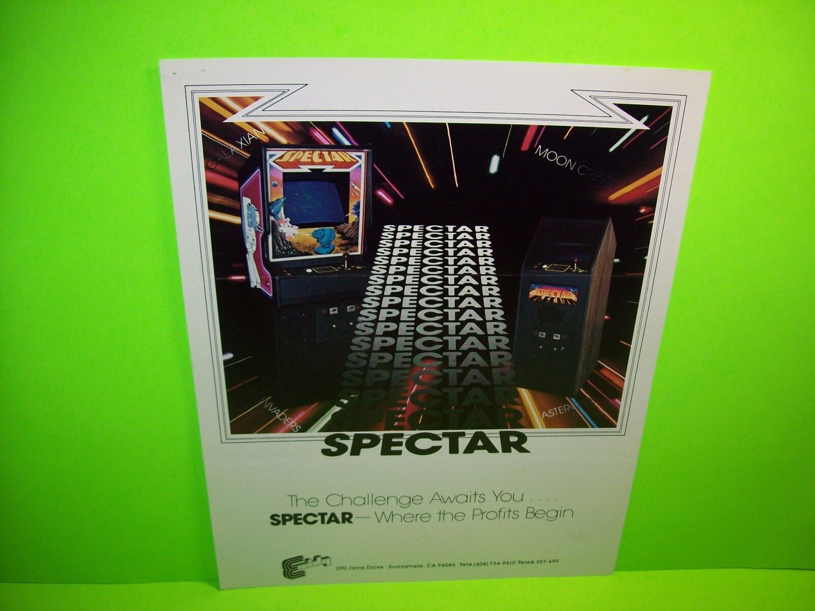 SPECTAR Original 1980 Classic Video Arcade Game Flyer Vintage Retro ...