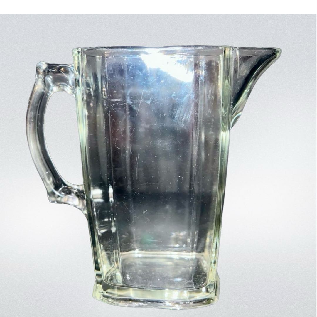 MCM Small Rectangular Clear Glass Pitcher, thick glass
