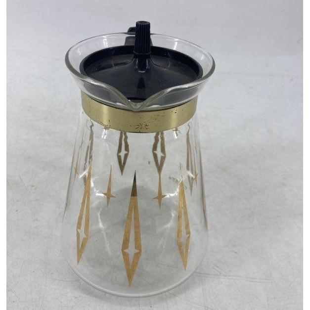 Vintage Vtg.Pyrex Glass Carafe Pitcher Coffee Pot Tea Gold Atomic ...