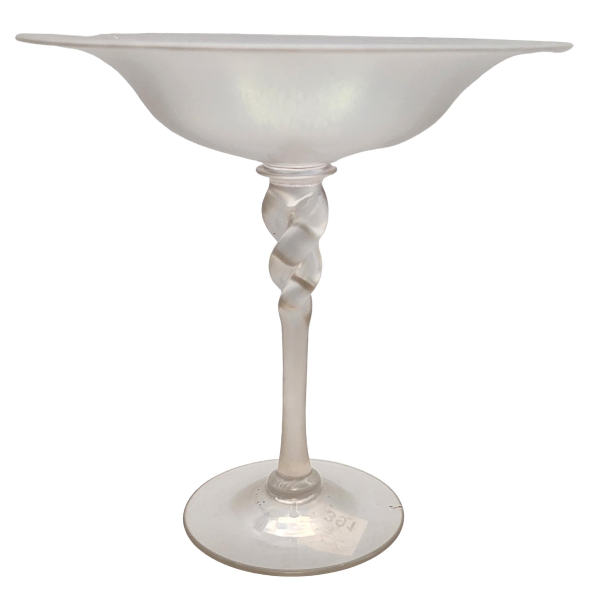 Steuben Verre de Sole Iridized Twisted Stemmed Flared Compote 7"
