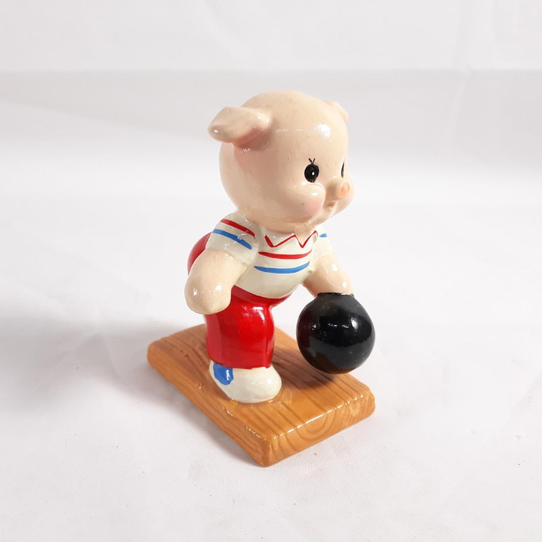 Pig Bowling Figurine Vintage Anthropomorphic Enesco 1987