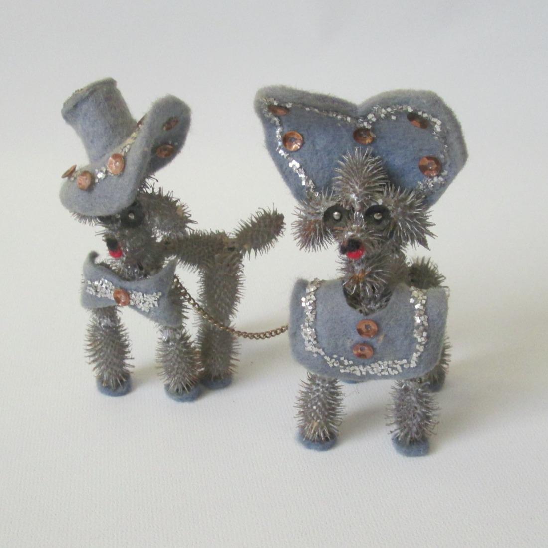 Vintage Handmade Burr Poodle Dogs Naturecraft Art