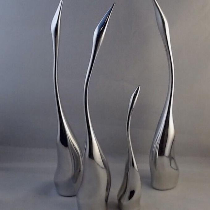 4 Vintage Hoselton Cast Polished Aluminum Modernist Canadian made Goose ...