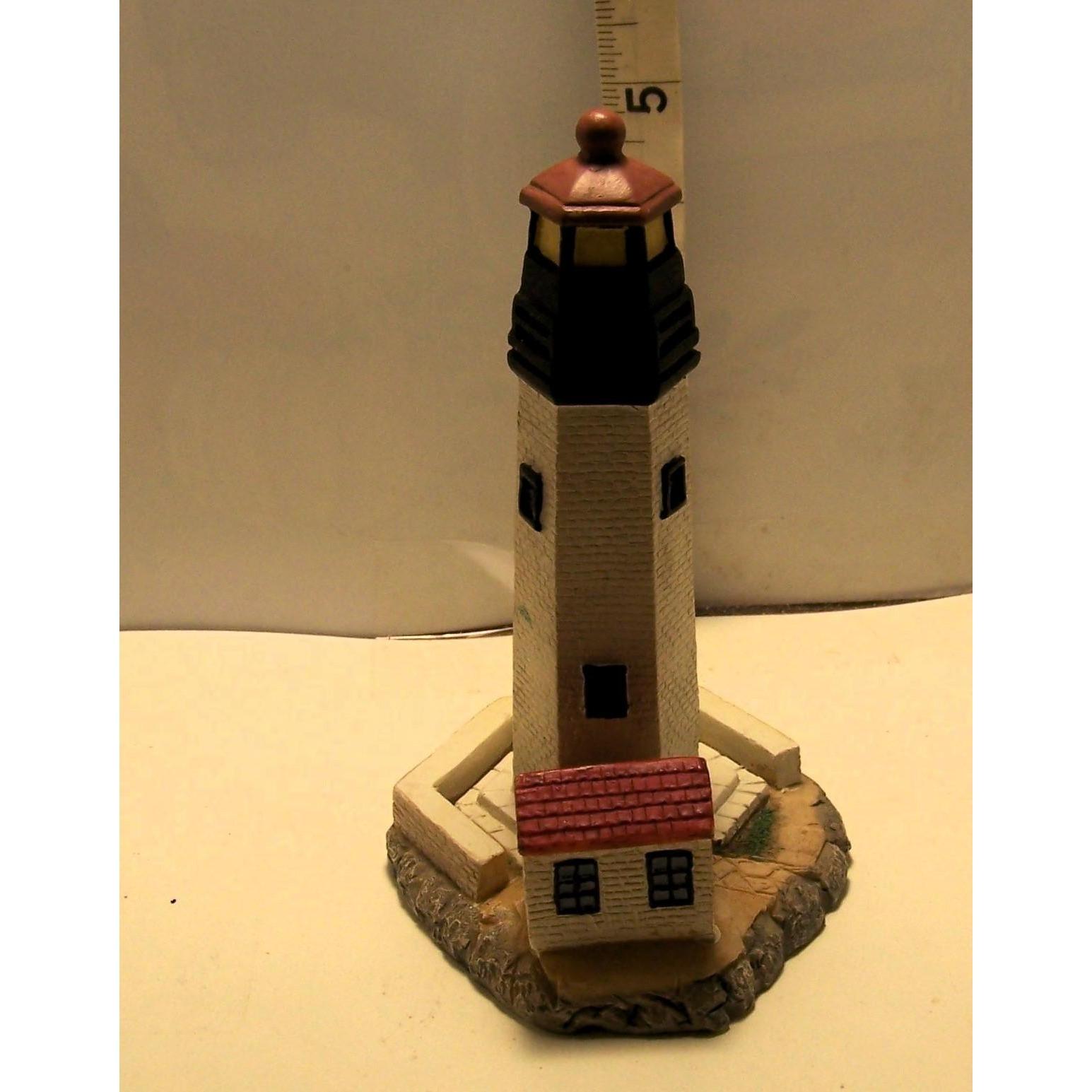 6 IN. Minature Lighthouse,keepers cabin Decorative White&Black