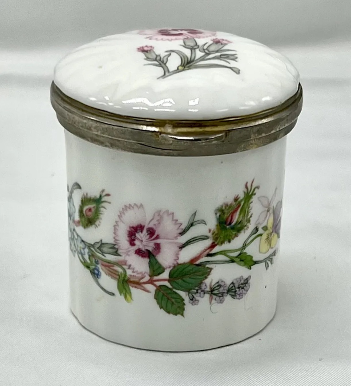 Aynsley Ceramic Wild Tudor Hinged Trinket Box Pink Purple Flowers 2 2/3 ...
