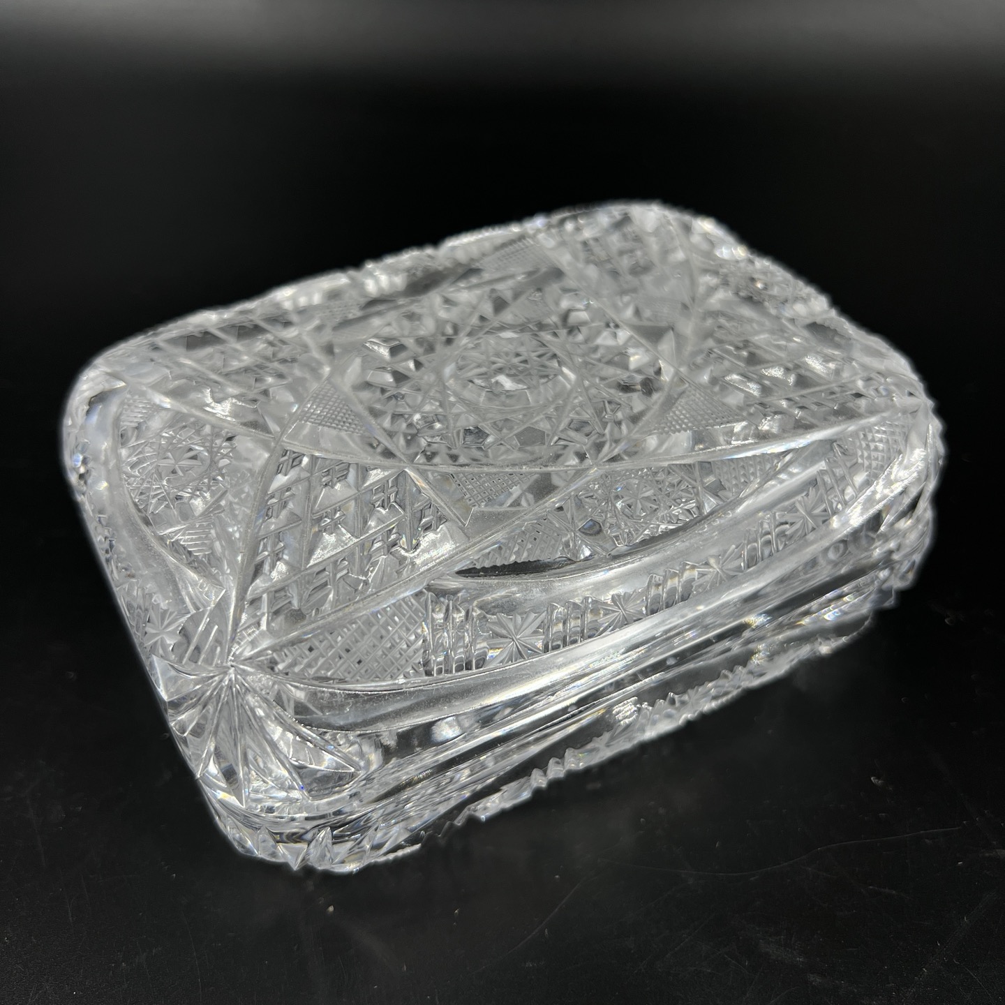 Cut Crystal Clear Cigarette Trinket Box