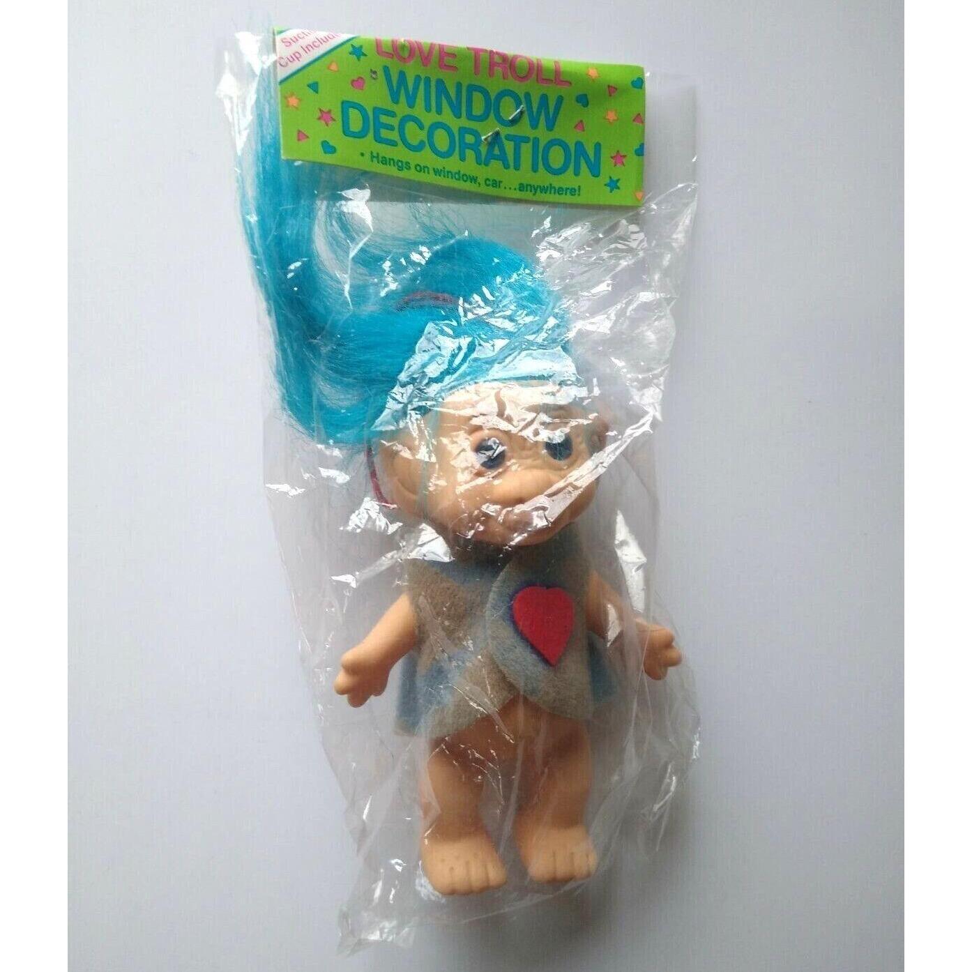Love Troll Vinyl Doll Blue Hair Red Heart 1970s Sealed In Bag Window ...