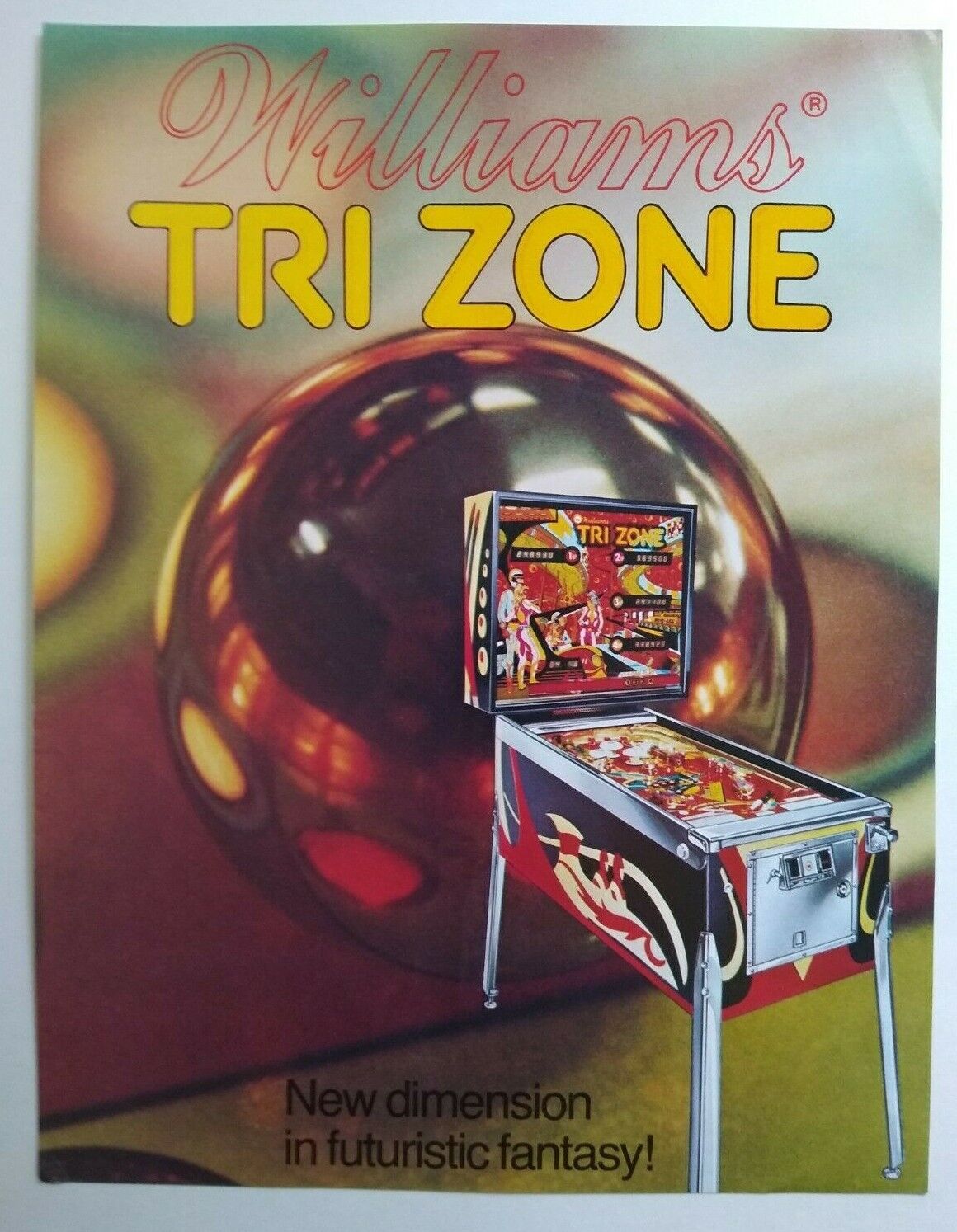 Tri Zone Pinball FLYER Original 1978 Space Age Vintage Art Retro Promo