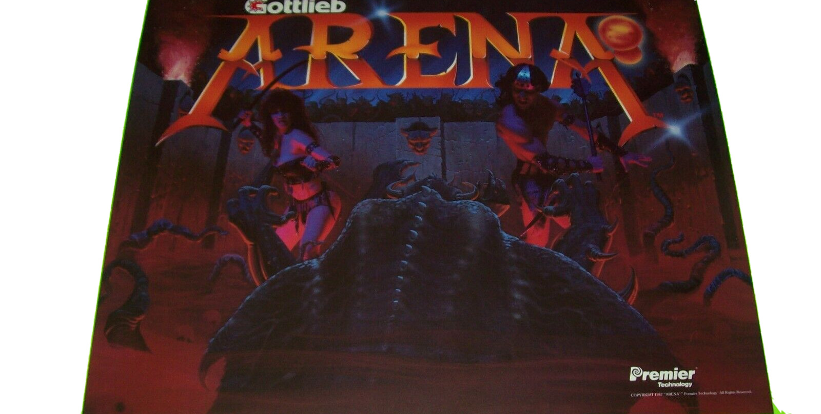 Arena Pinball Machine Translite Original 1987 Vintage Fantasy Sci-Fi ...