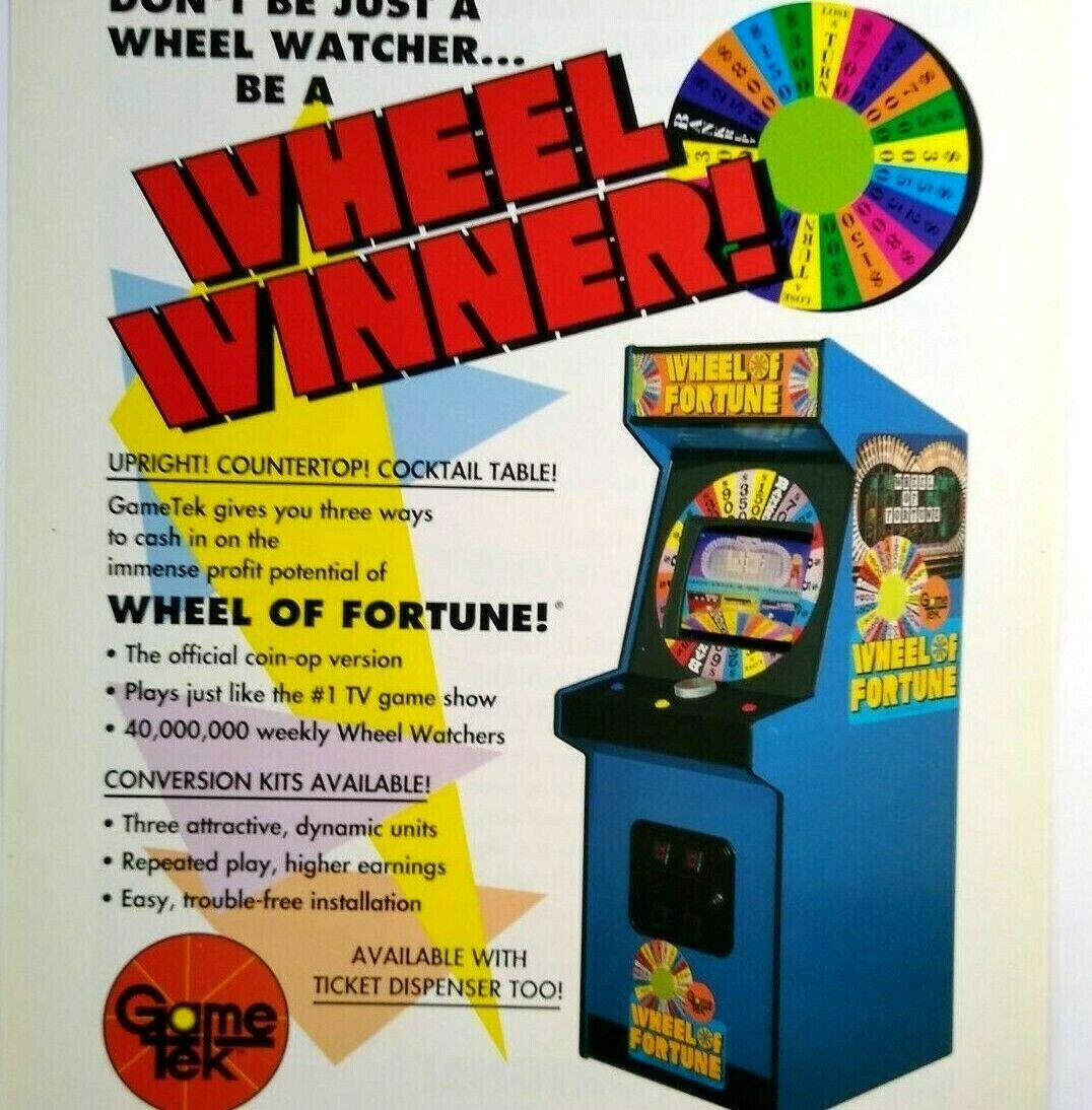 Wheel Of Fortune Arcade Flyer Original Gametek 1989 Video Game Retro ...
