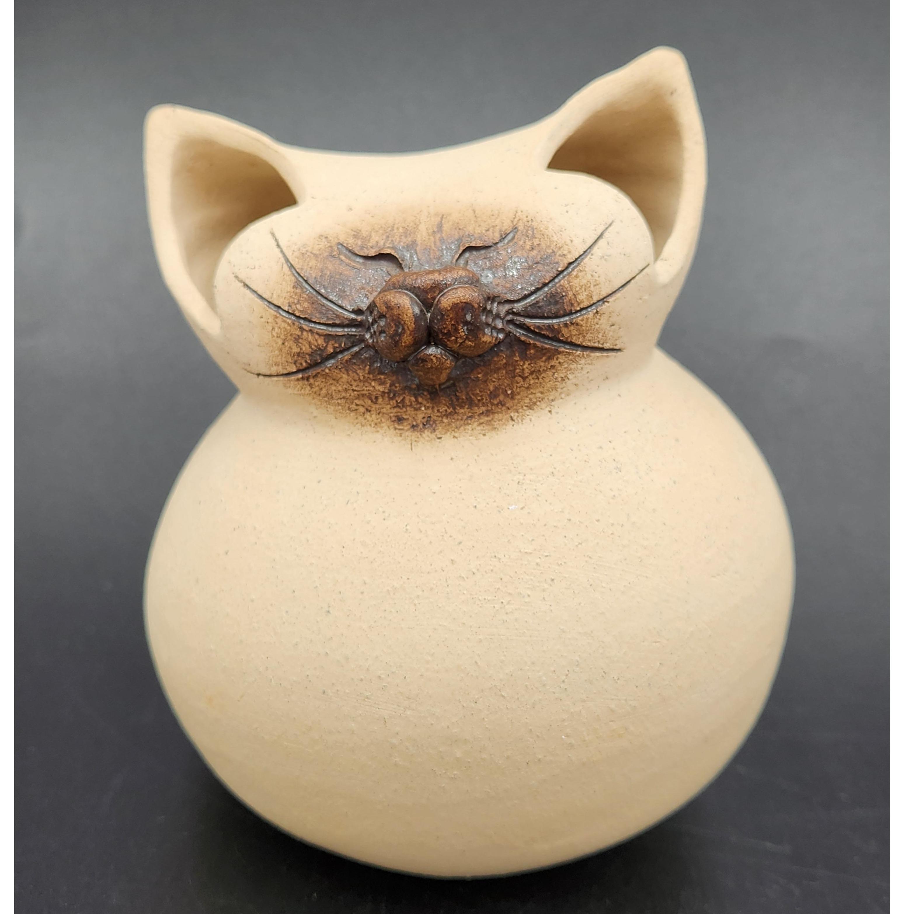 Boots Culbertson Art Pottery Whimsical Siamese Round Cat Figurine
