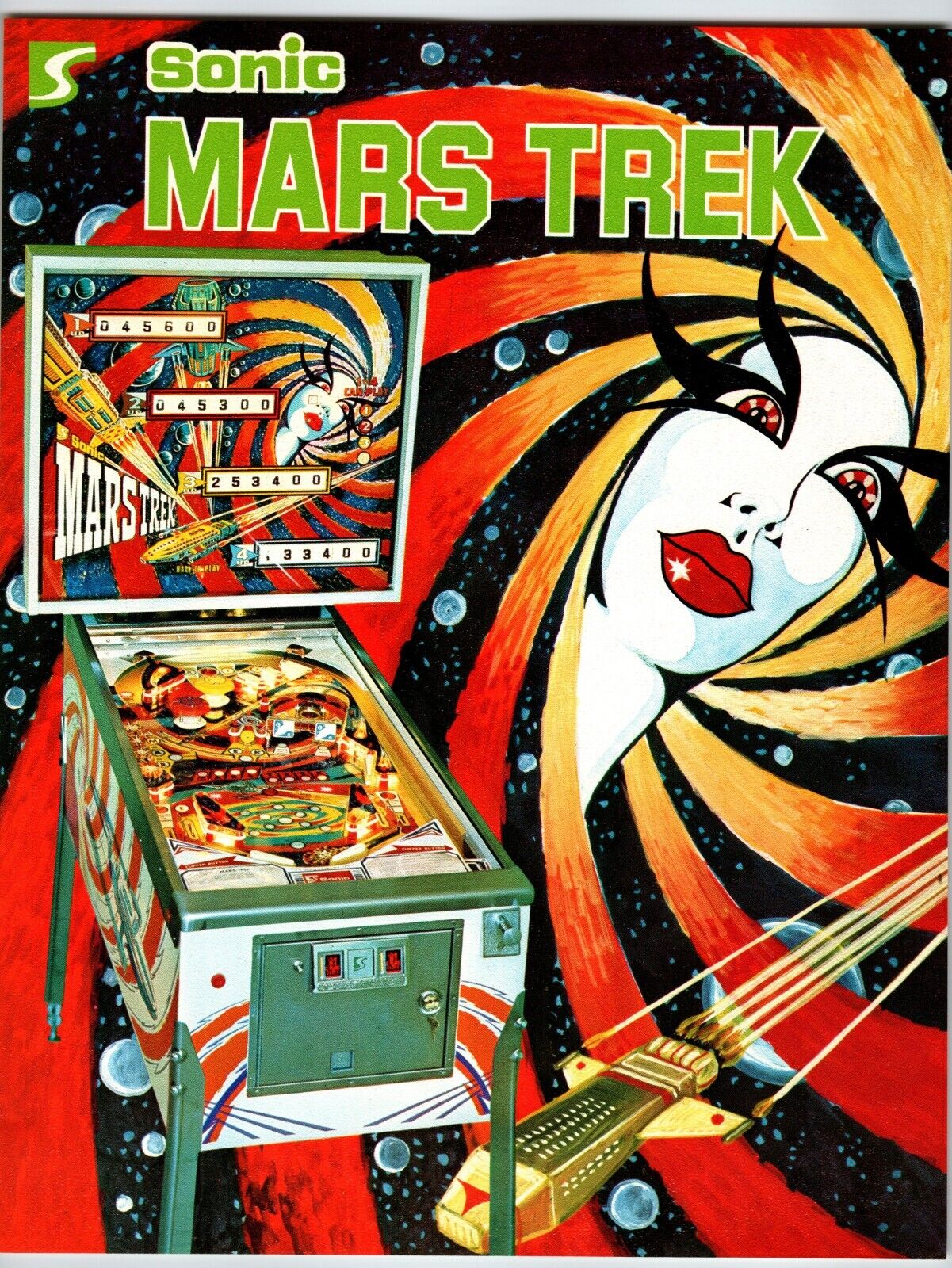 Mars Trek Pinball Machine FLYER Original 1977 Vintage Coin-Op Amusement ...