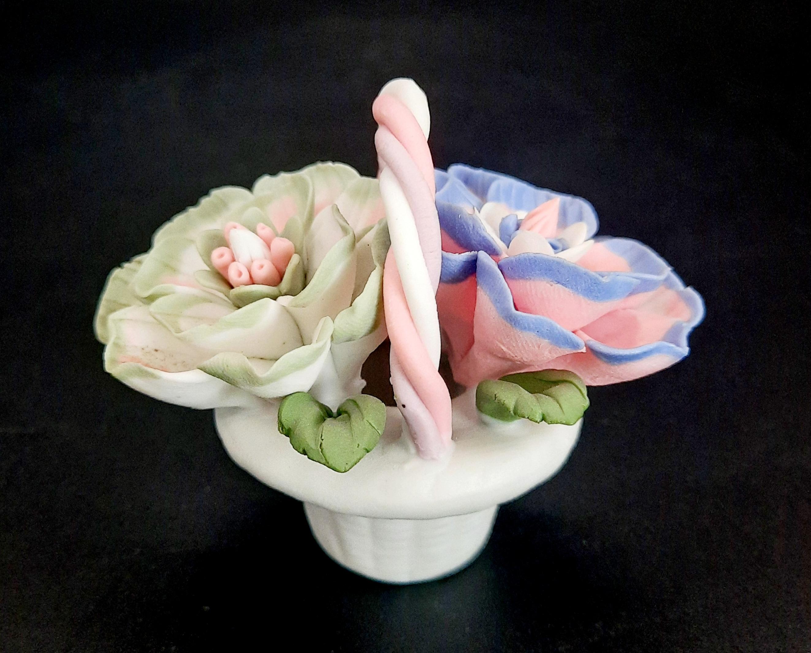 Miniature Porcelain Flower Basket