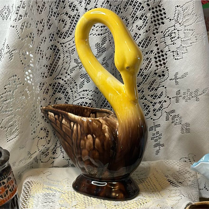 Brown And Yellow Swan Planter
