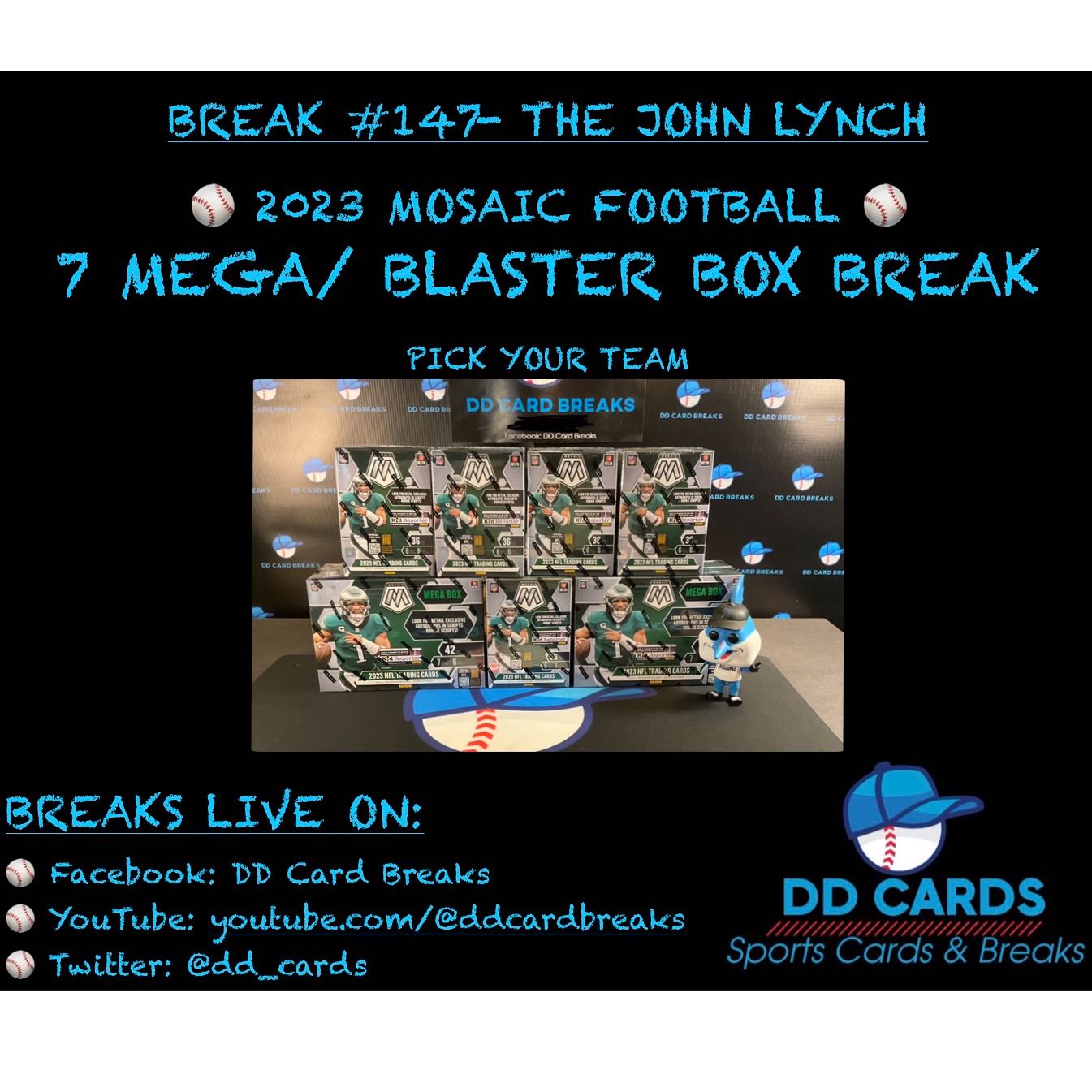 Detroit Lions - 2023 Mosaic Football (7) Mega / Blaster Box Mixer Rip ...