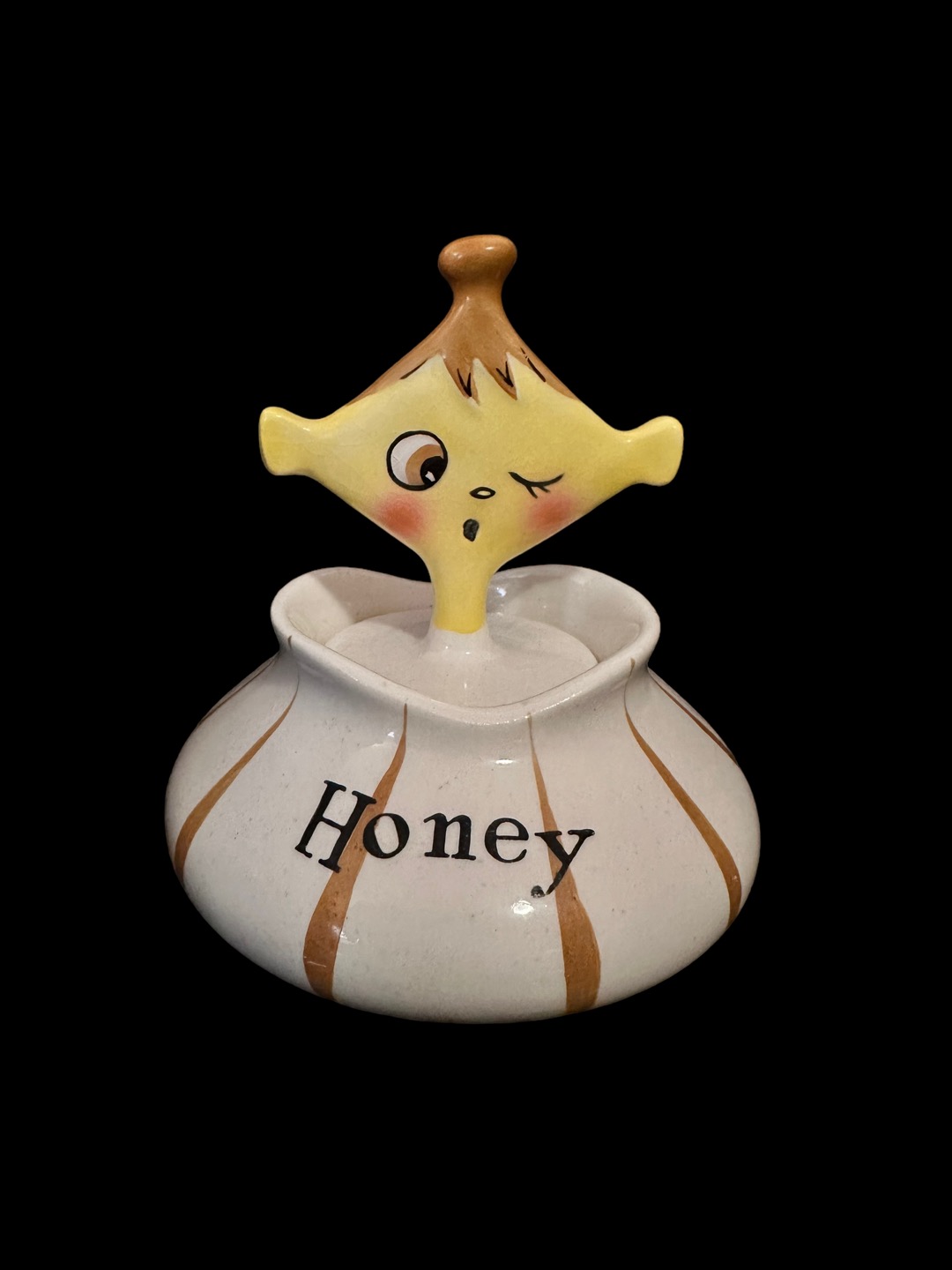 RARE VINTAGE HOLT HOWARD HONEY PIXIE CONDIMENT JAR WITH SPOON PIXIEWARE ...