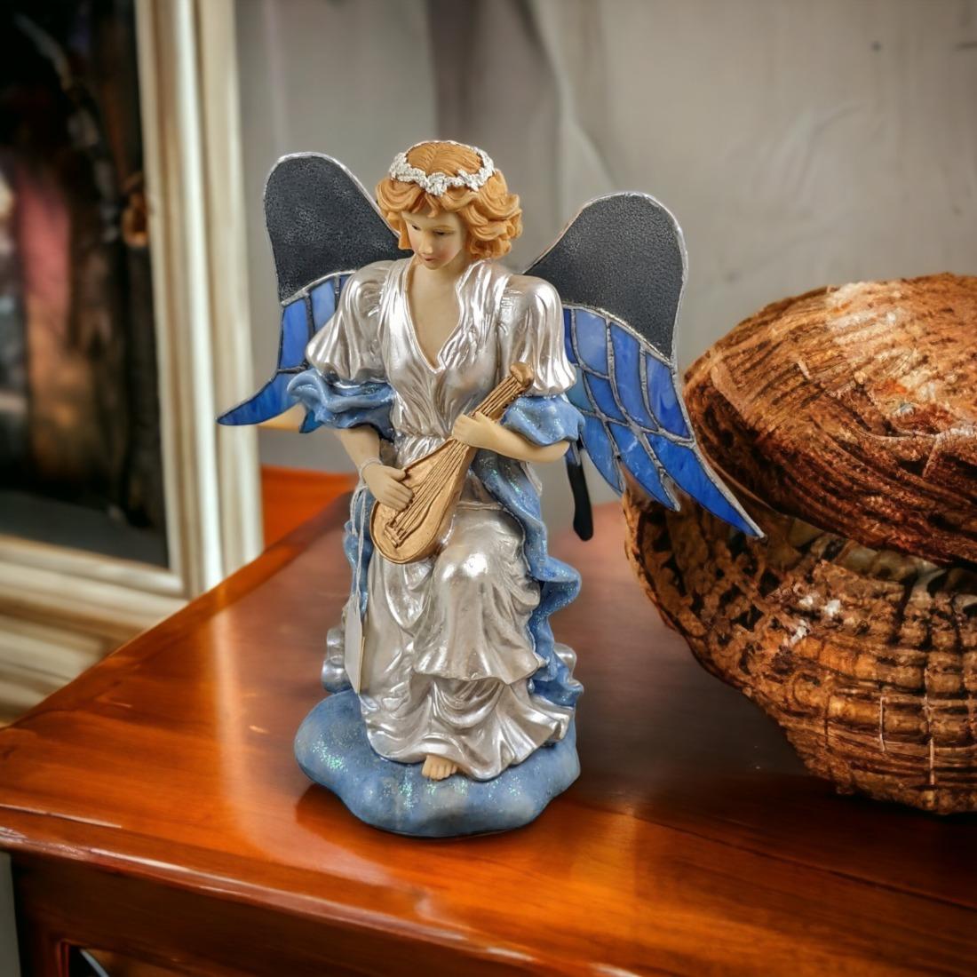 Guardian Angel 11" Statue: Serene Presence with Stained Glass Wings and ...