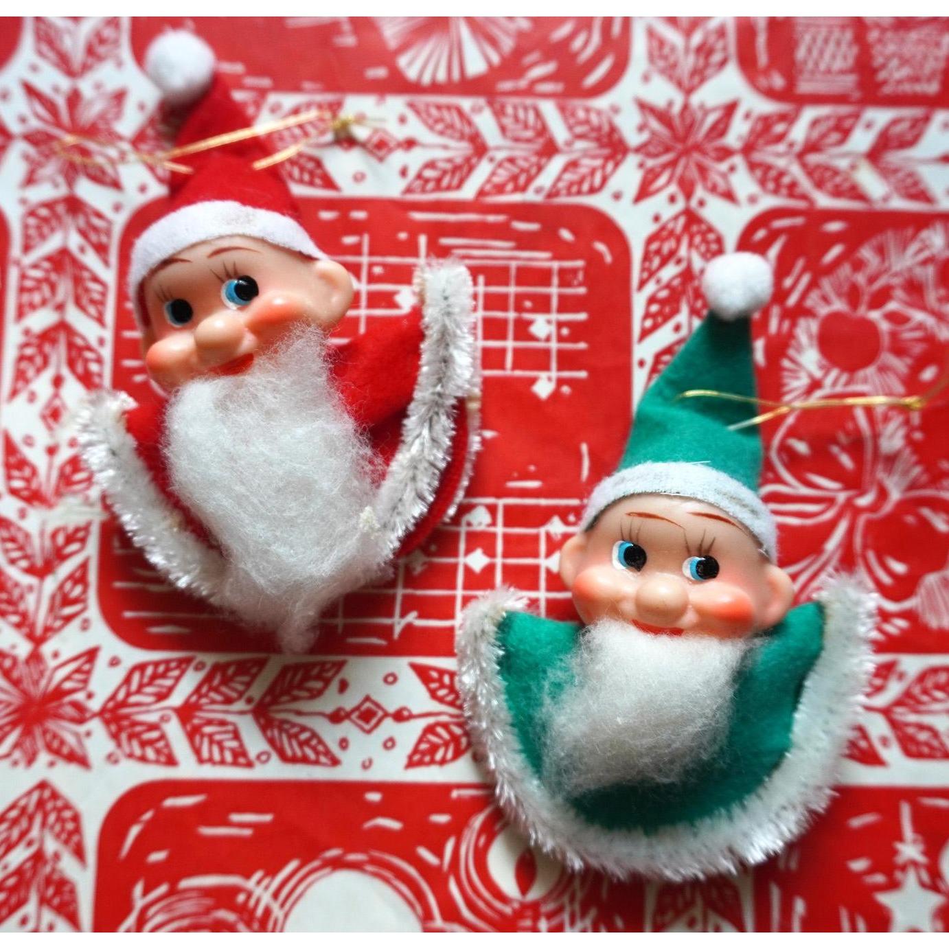 Vintage Japan Pixie Elf Christmas Ornaments | 70s 60s Kitschy Christmas ...