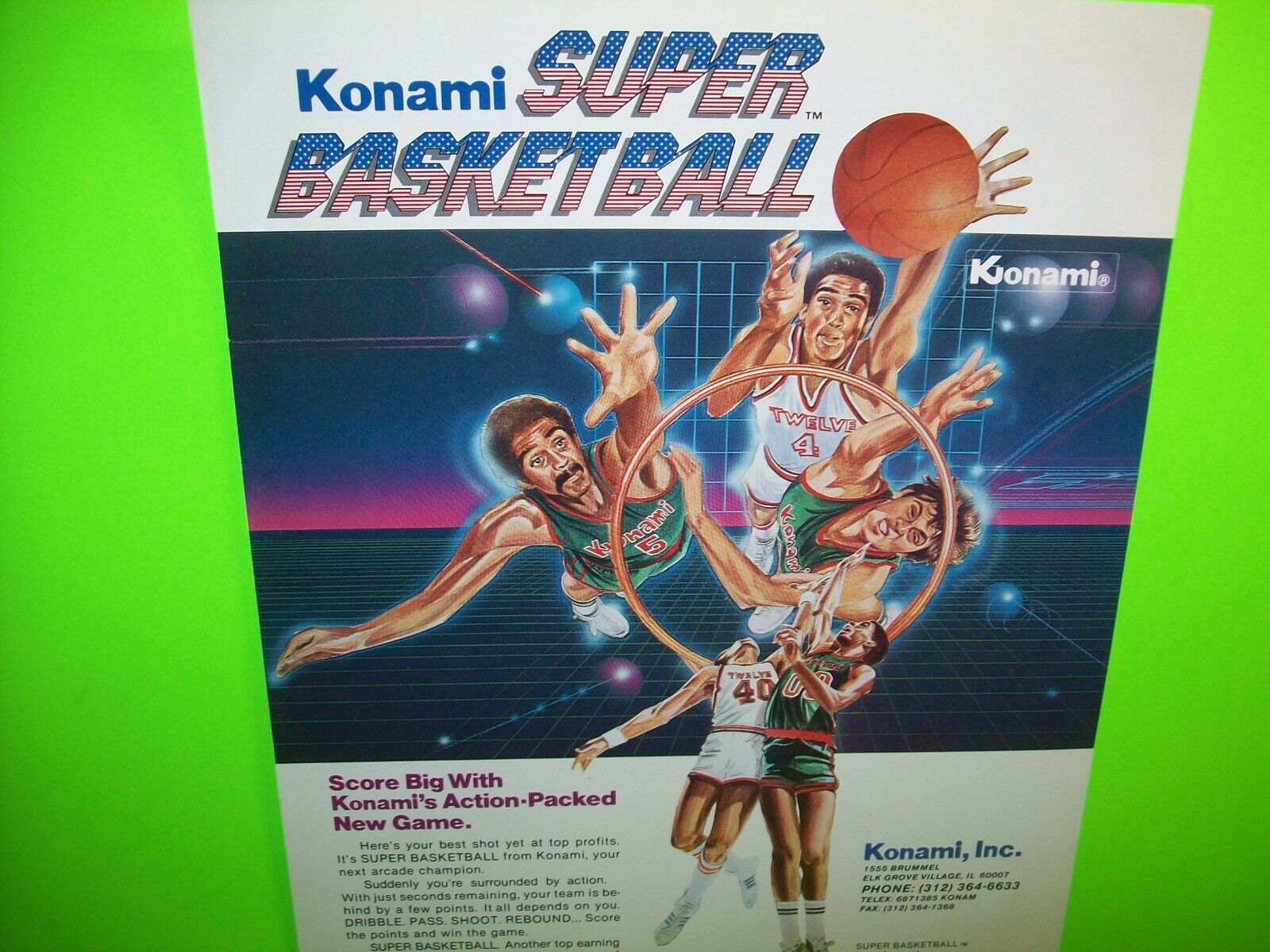 Super Basketball Arcade FLYER Original 1984 Video Game Vintage Retro ...