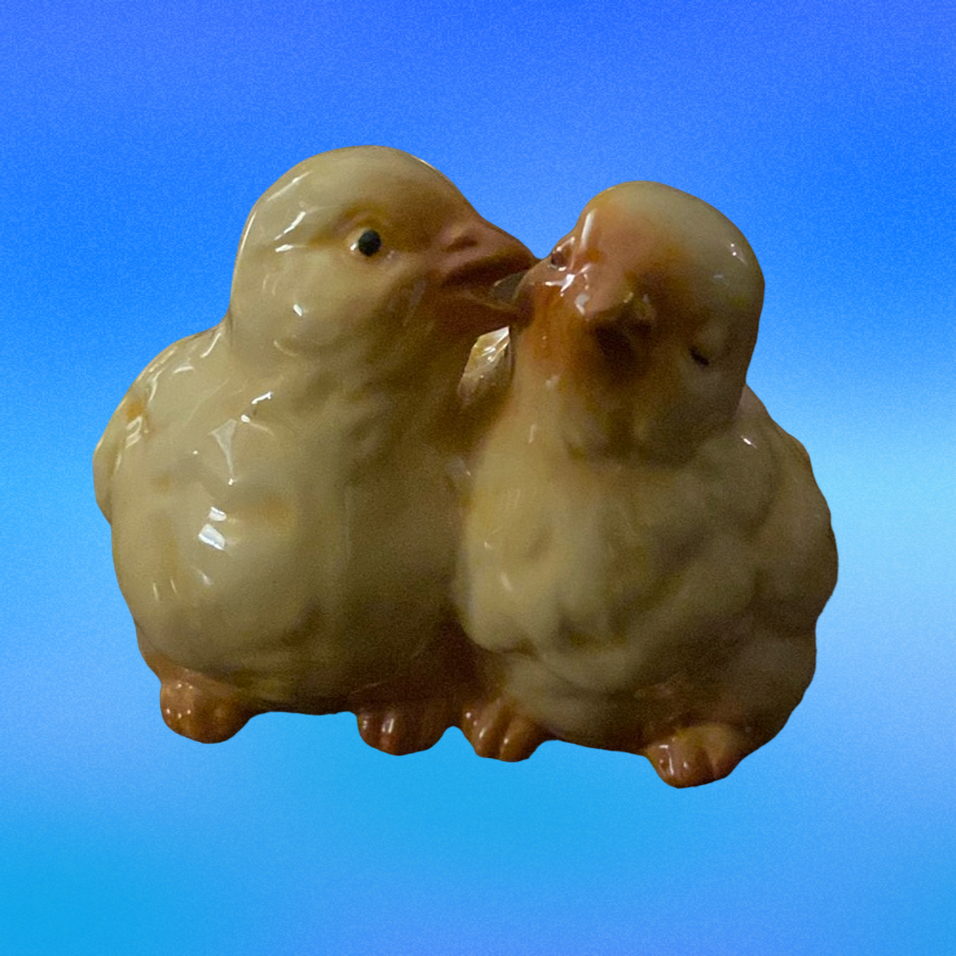 Vintage Sweet Yellow Chicks Ceramic Figurine